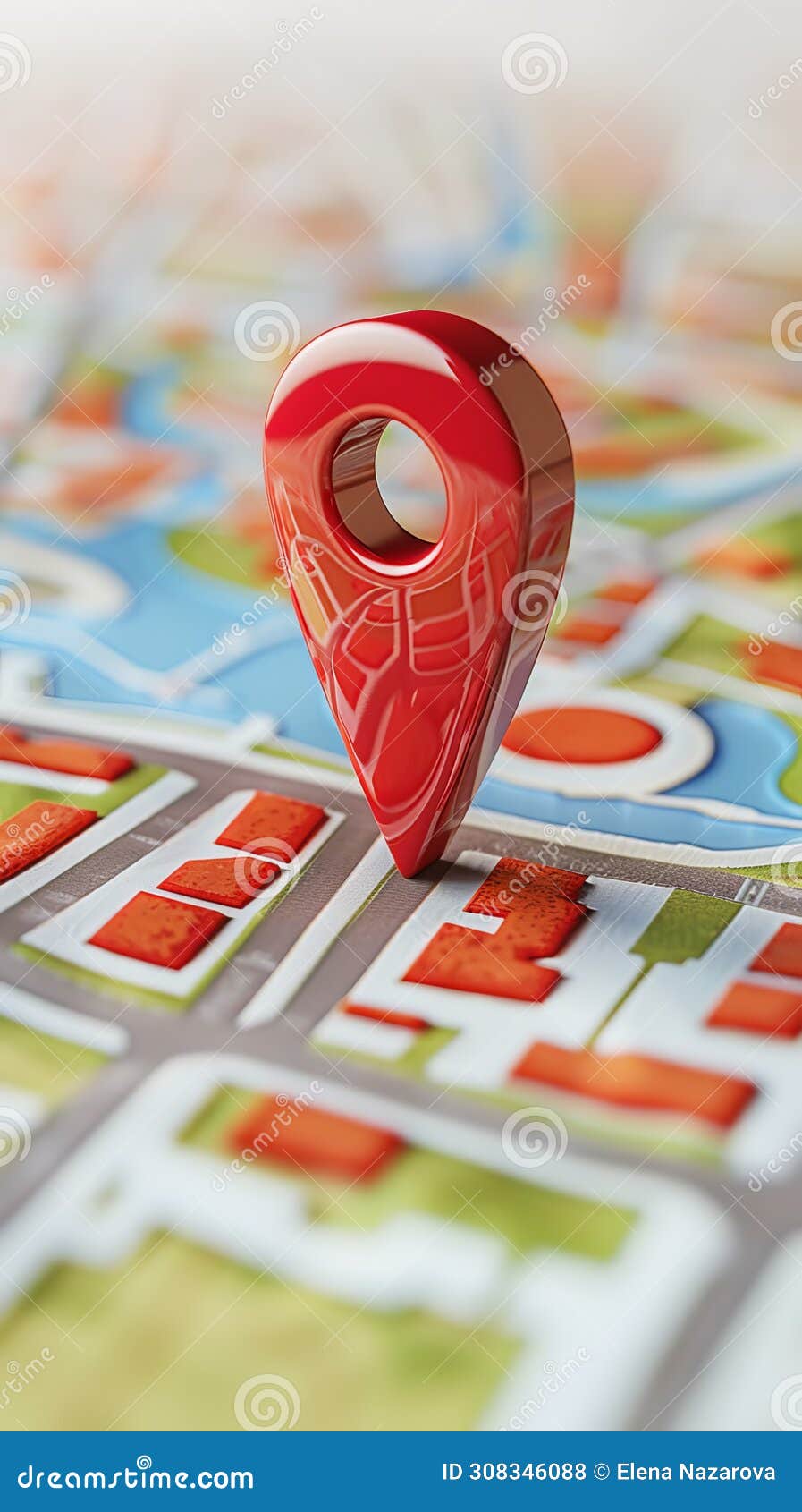 3D Location Pin on Abstract City Map Indicating Positioning and ...