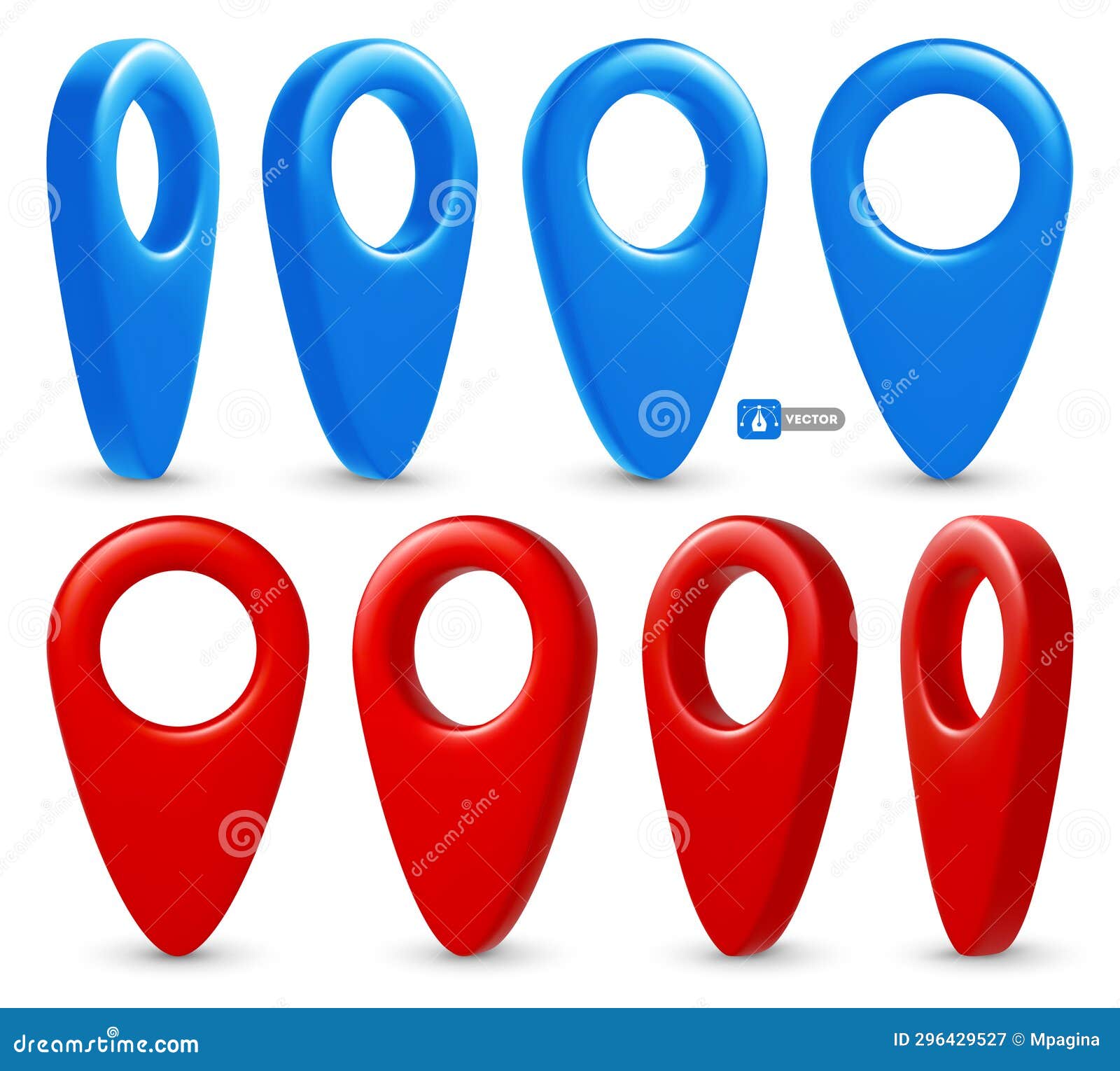 3D Location Pins Set stock vector. Illustration of pointer - 296429527