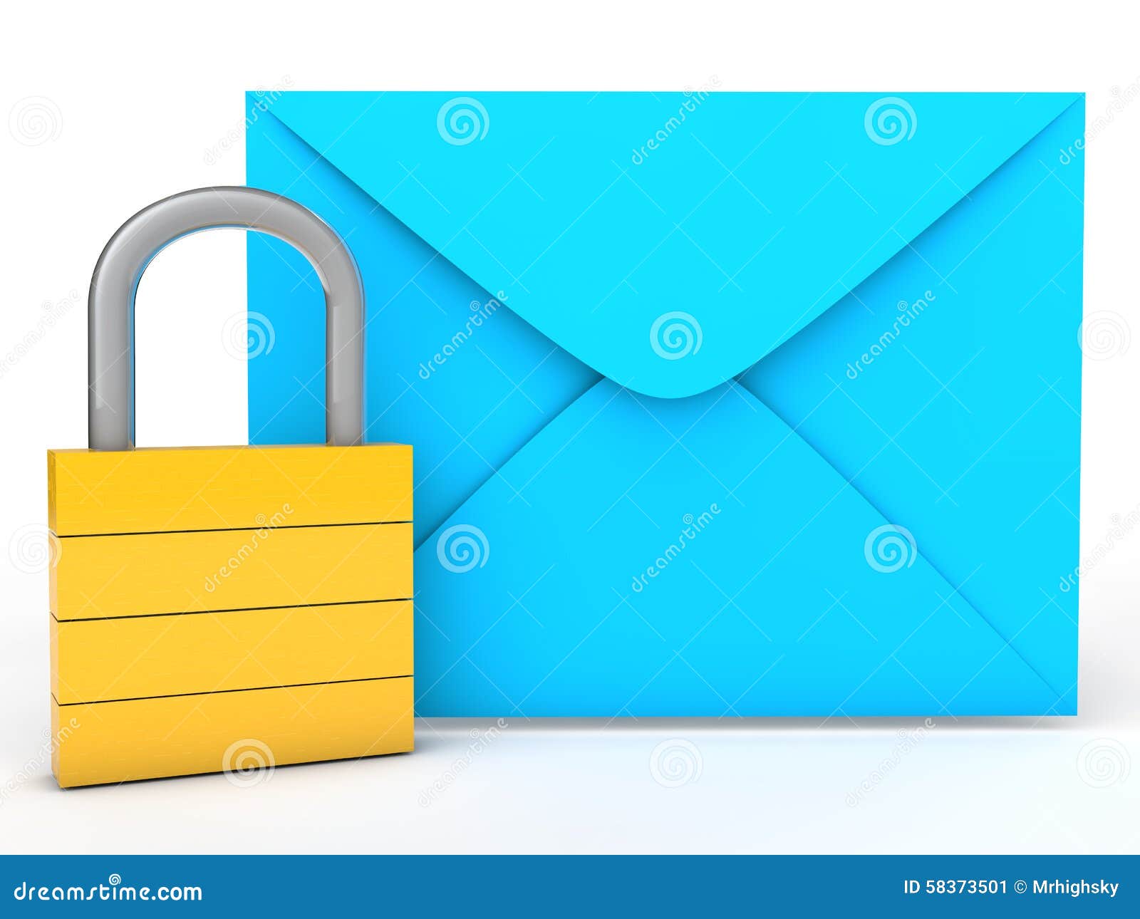 3d lock and envelope stock illustration. Illustration of padlock - 58373501