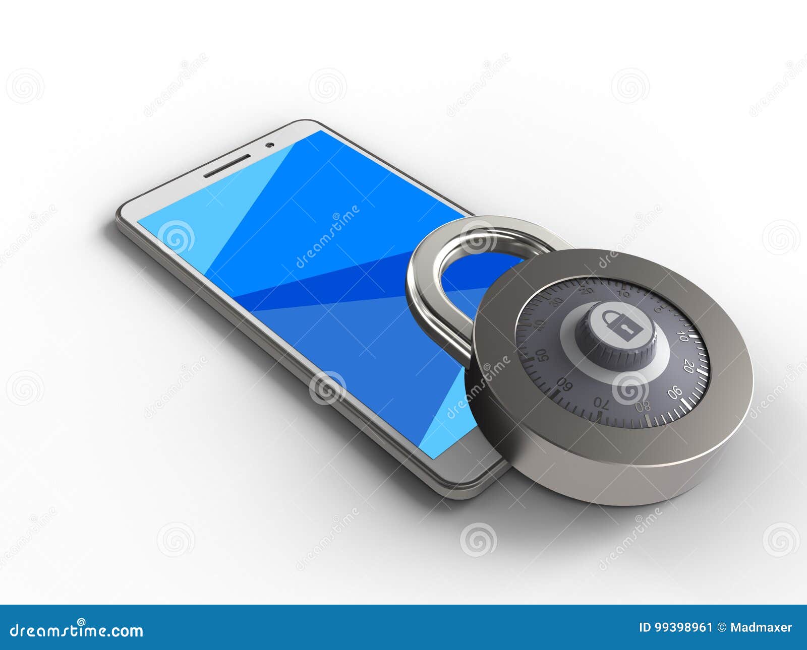 3d lock stock illustration. Illustration of blue, mobile - 99398961