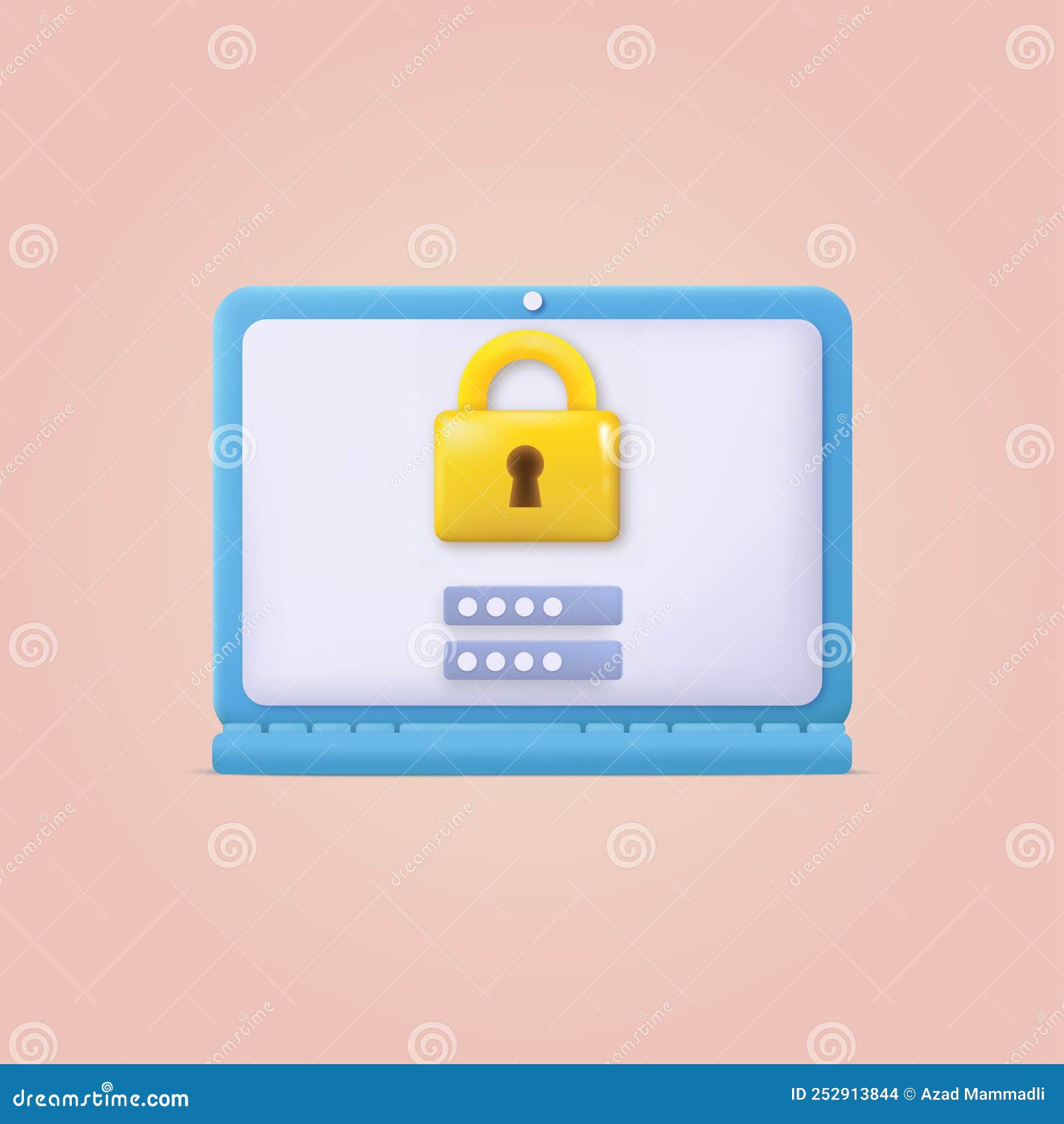 3d Locked Computer Screen with Lock. Vector Stock Vector - Illustration ...