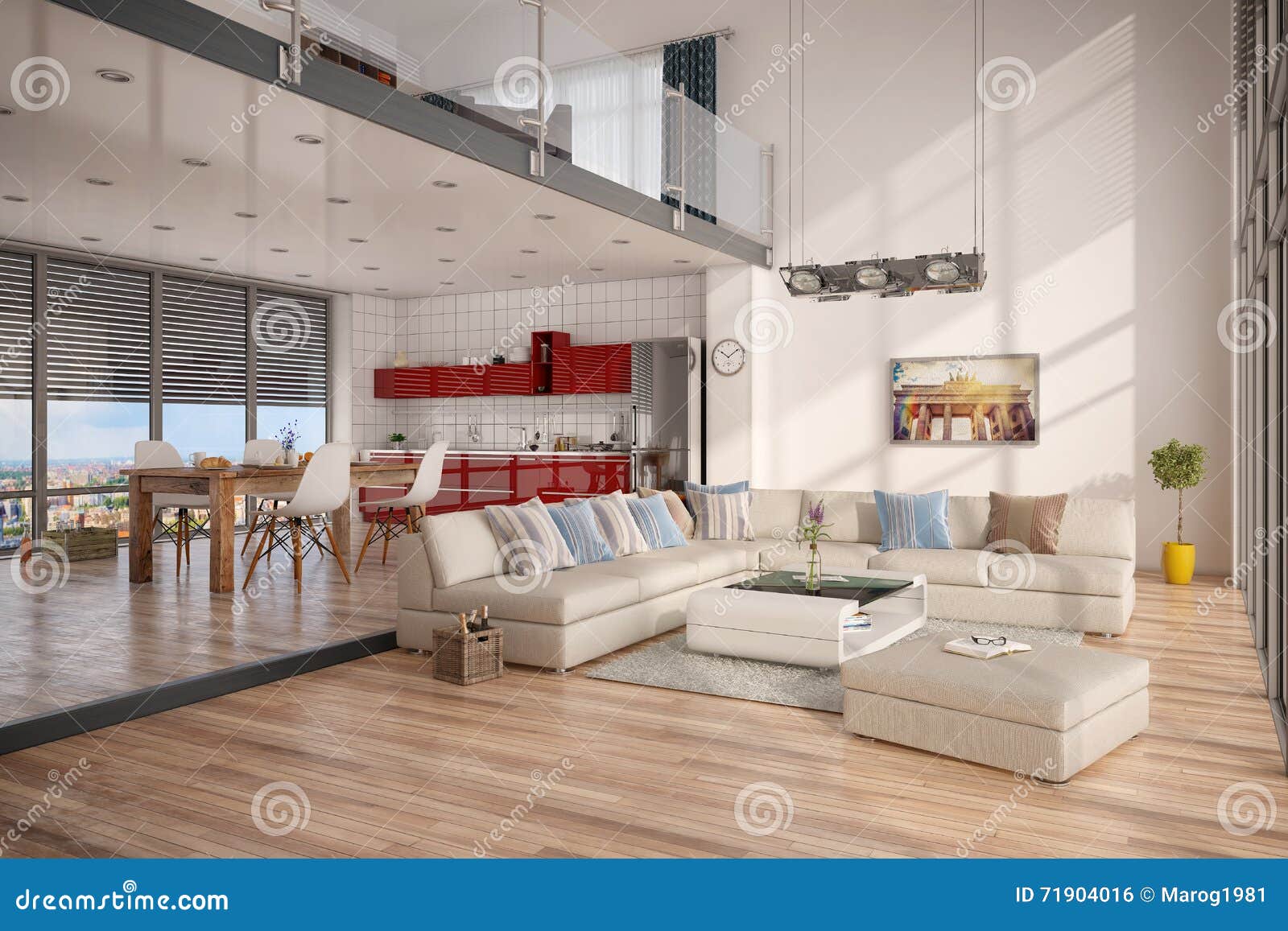 3d - Loft stock illustration. Illustration of lounge - 71904016