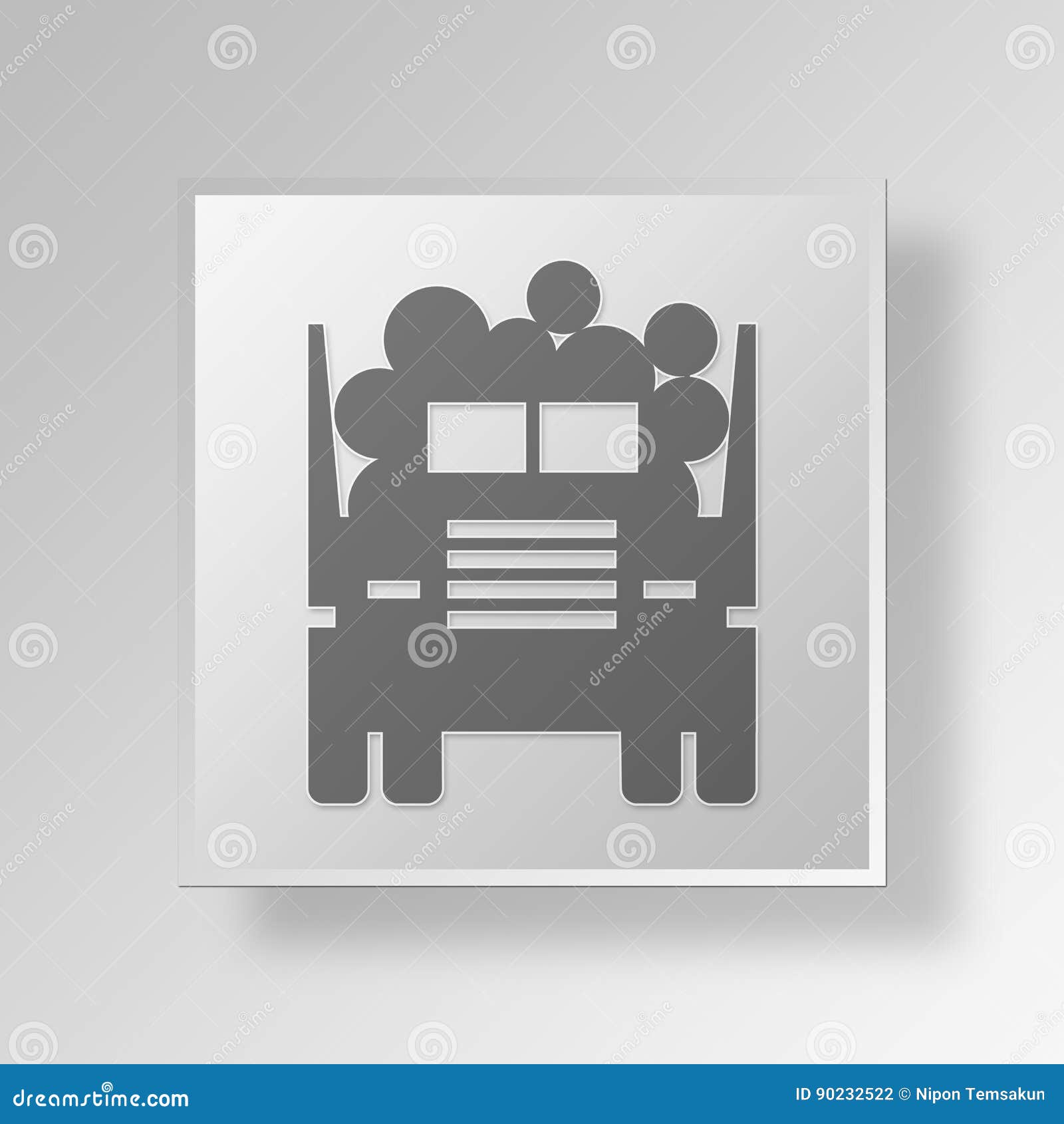 3D Logging Truck Button Icon Concept Stock Illustration - Illustration ...