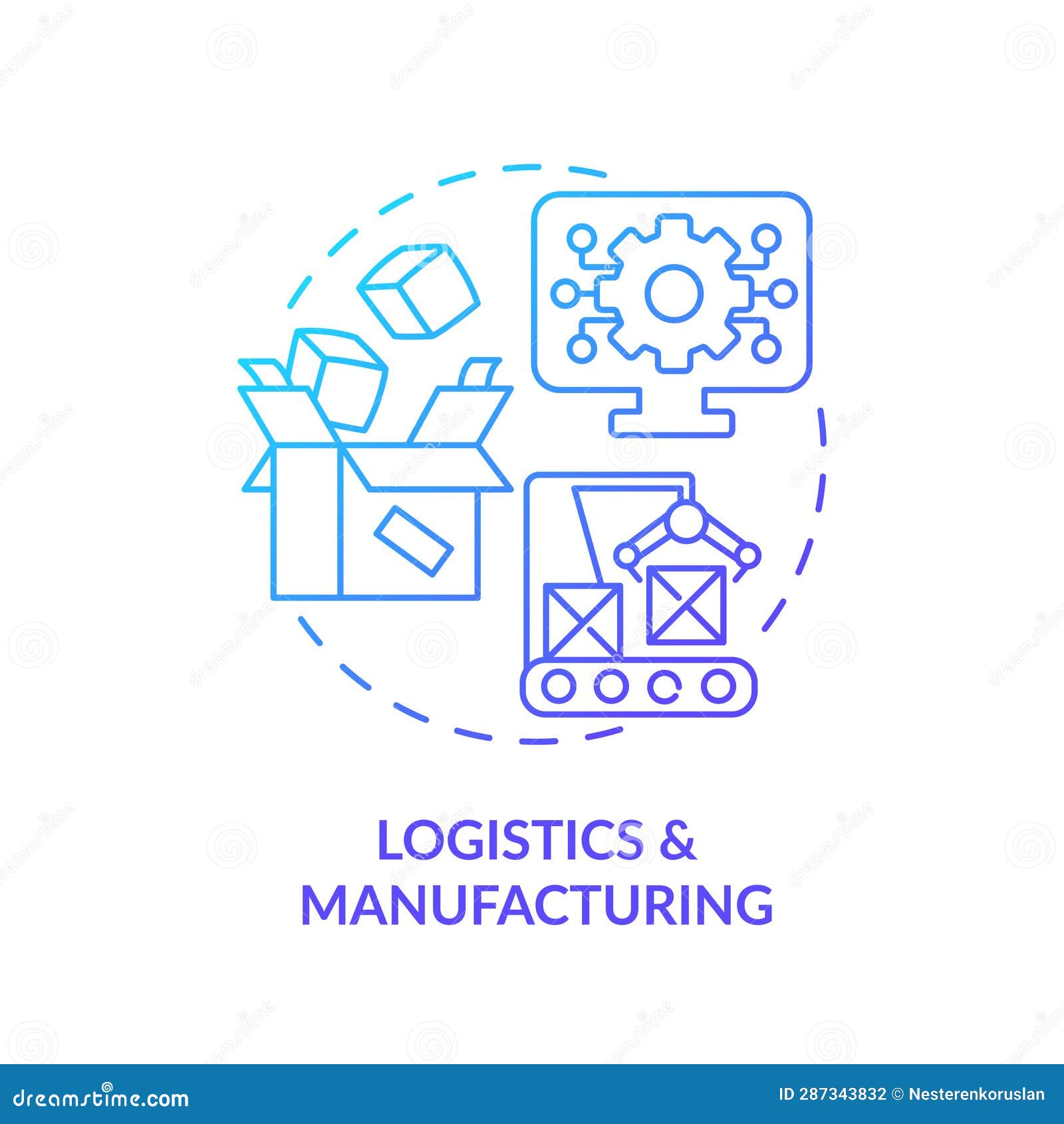 2D Logistics and Manufacturing Line Icon Concept Stock Vector ...