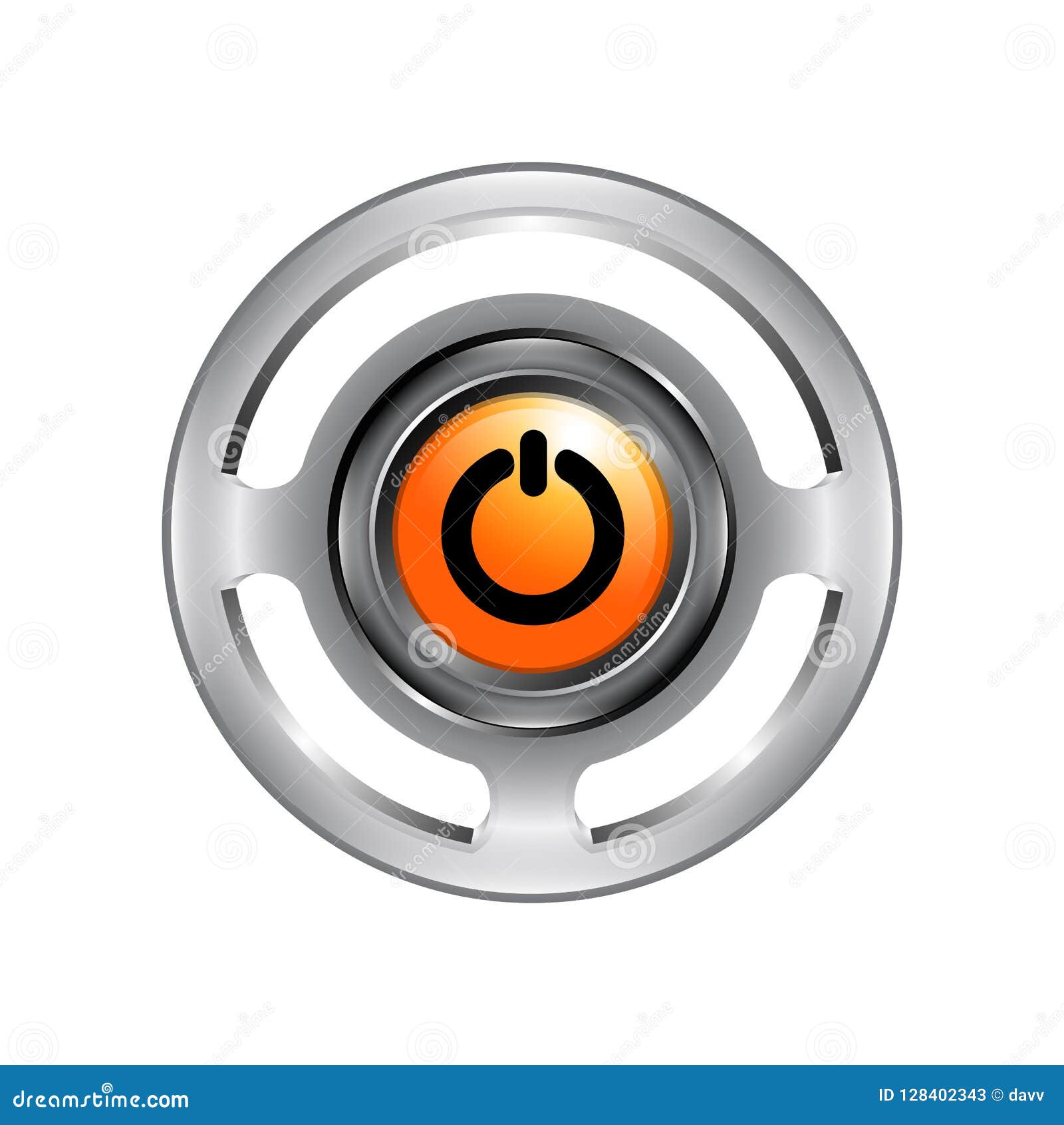 3d Logo of Chrome Power Button. Turn Off Icon Vector Isolated on Stock ...