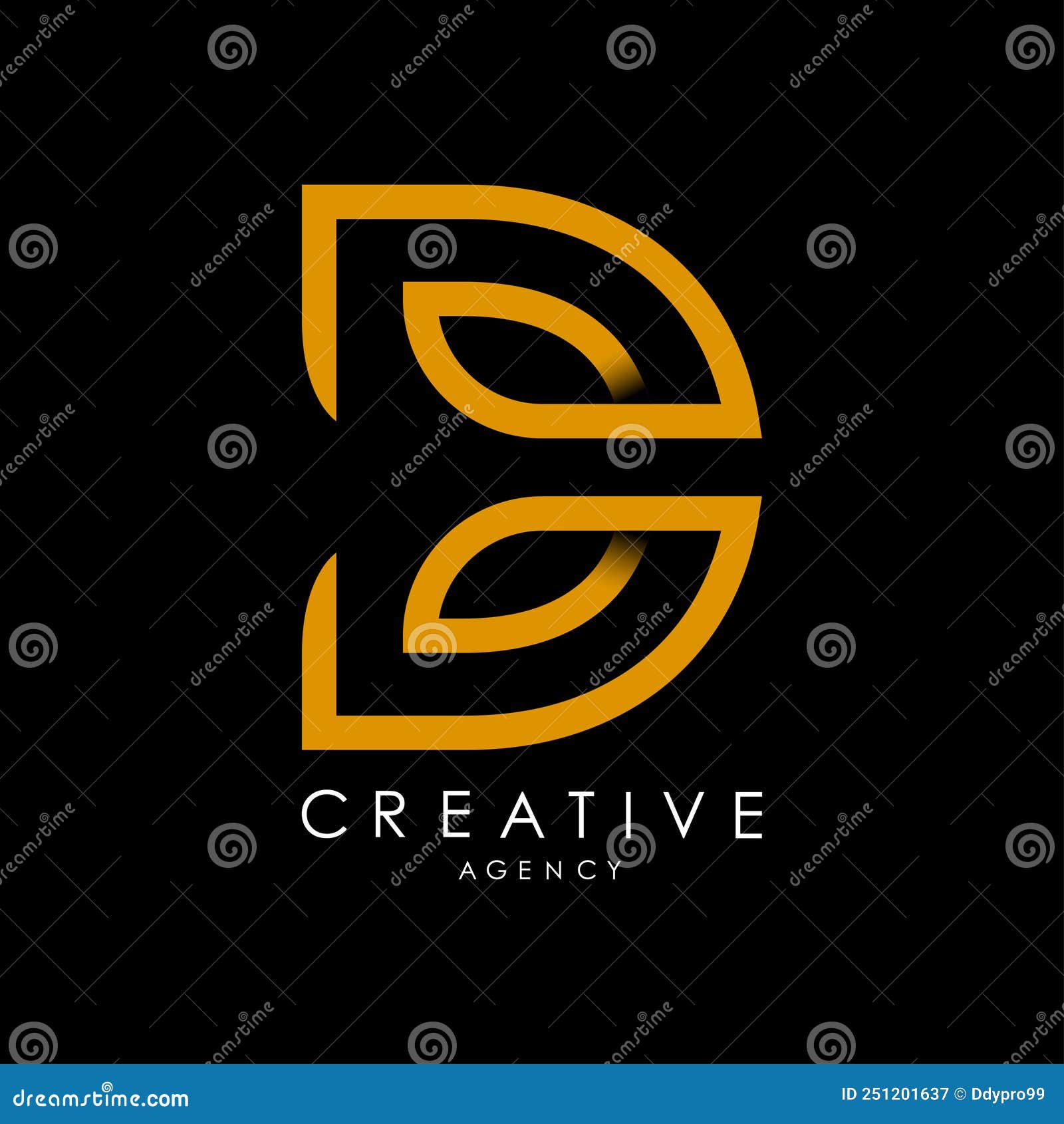 D Logo Letter Monogram. with Orange Lines and Modern Minimalist ...