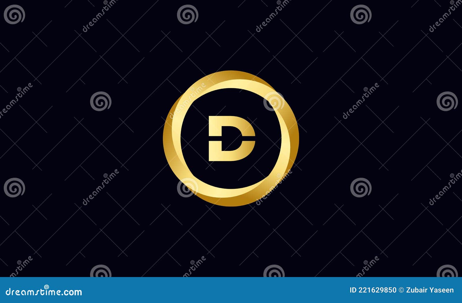 D Logo. D Monogram Logo Vector with Gold Circle Design Template for ...