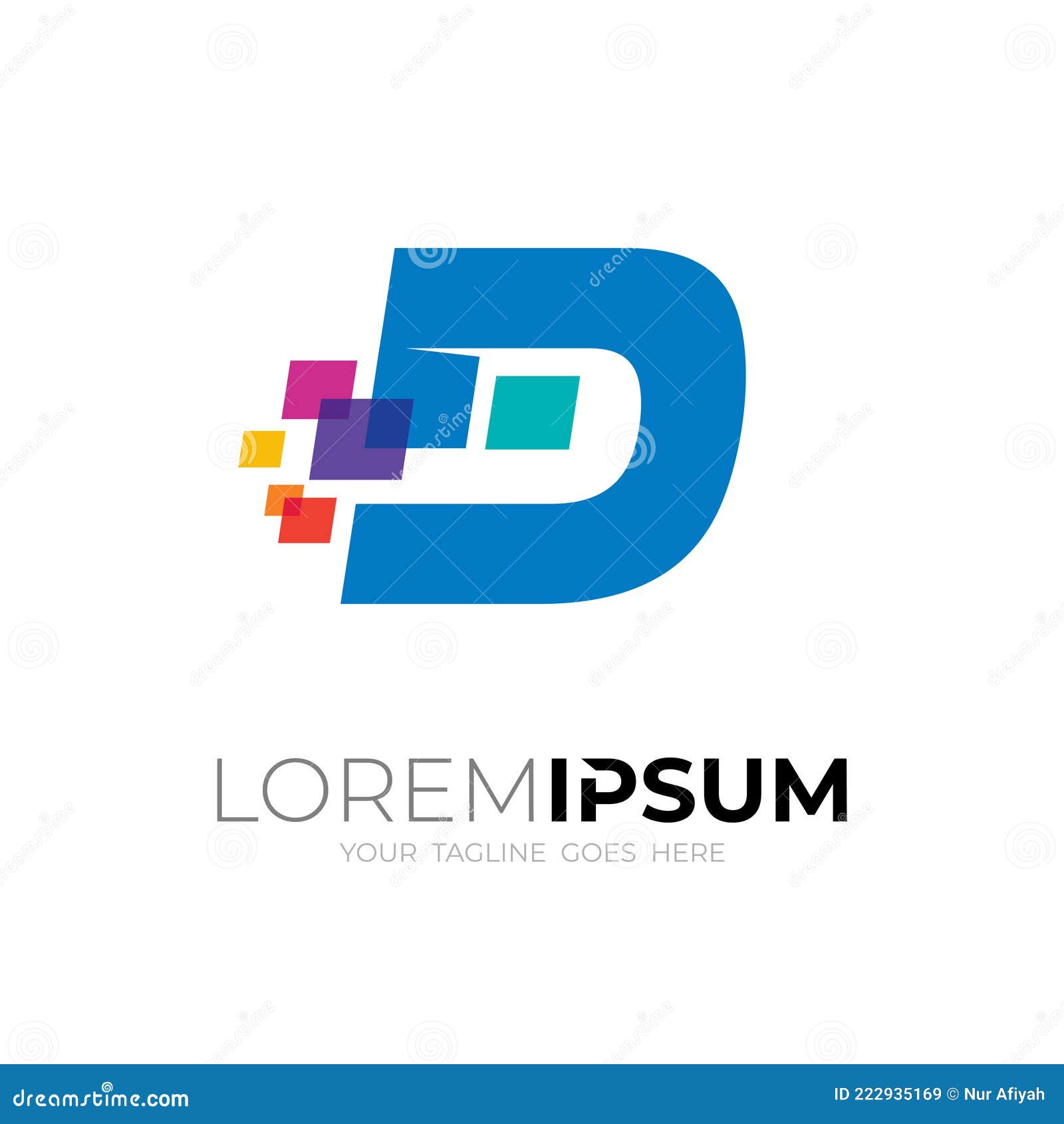 D Logo and Pixel Design Technology , Square Logos Stock Vector ...