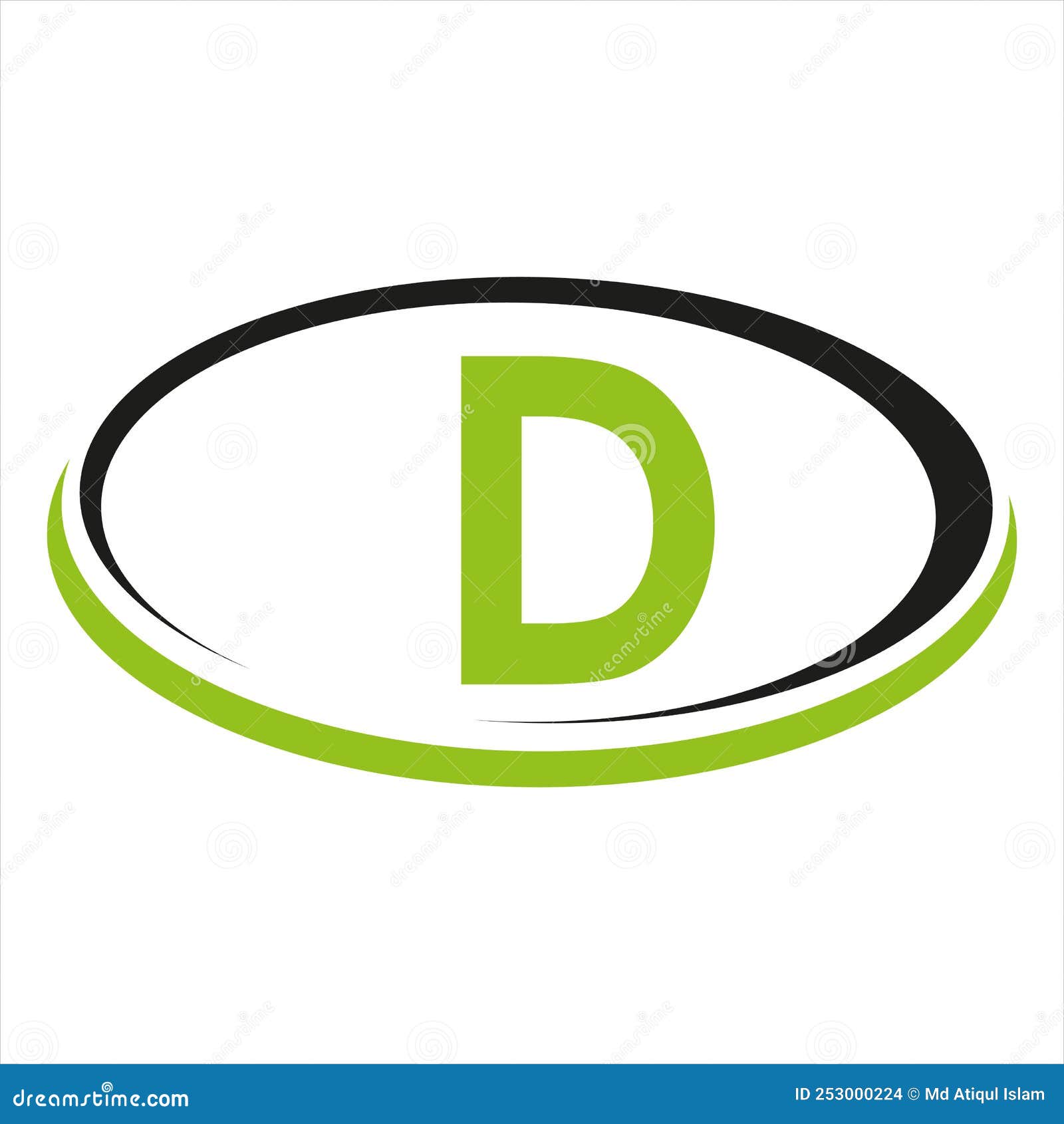 D Logo Simple Design Isolated on White Background. Stock Illustration ...