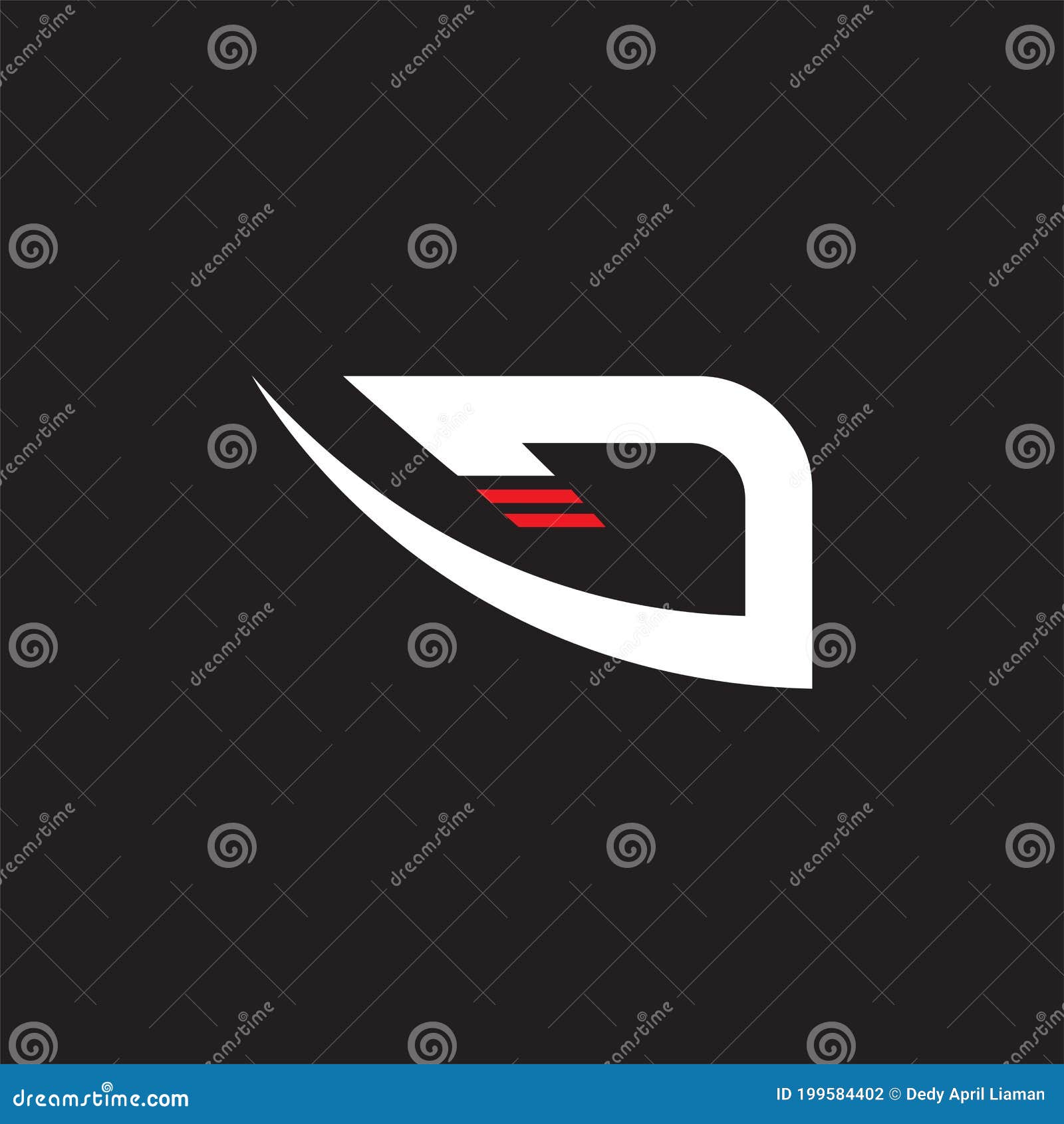 D Logo White with Double Red Letter Vector Illustration Stock Vector ...