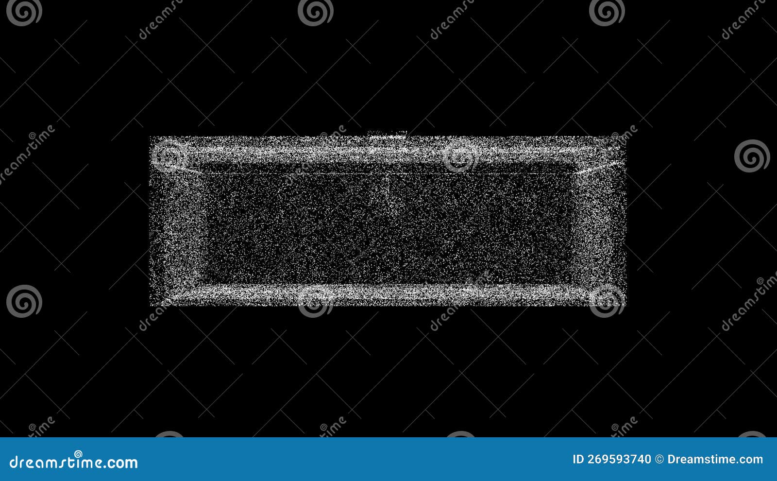 3D Long Box on Black Bg. Object Dissolved White Flickering Particles ...