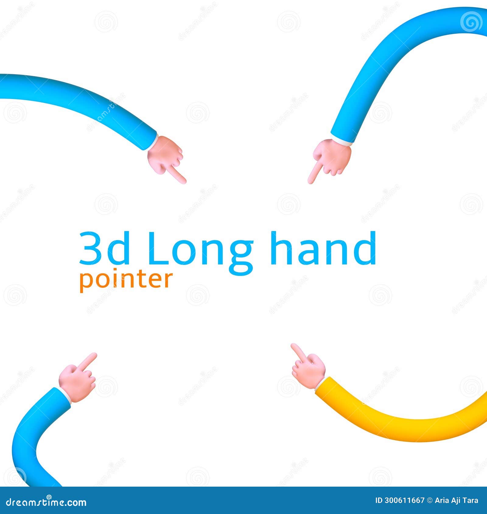 3d Long Hand Pointer Isolated Collection Set Stock Illustration ...
