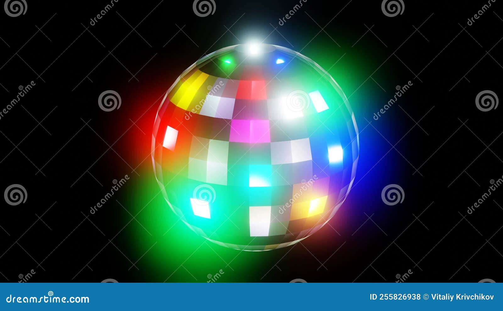 3D Loop Animation Rotating Retro Disco Mirror Ball with Color Glow ...