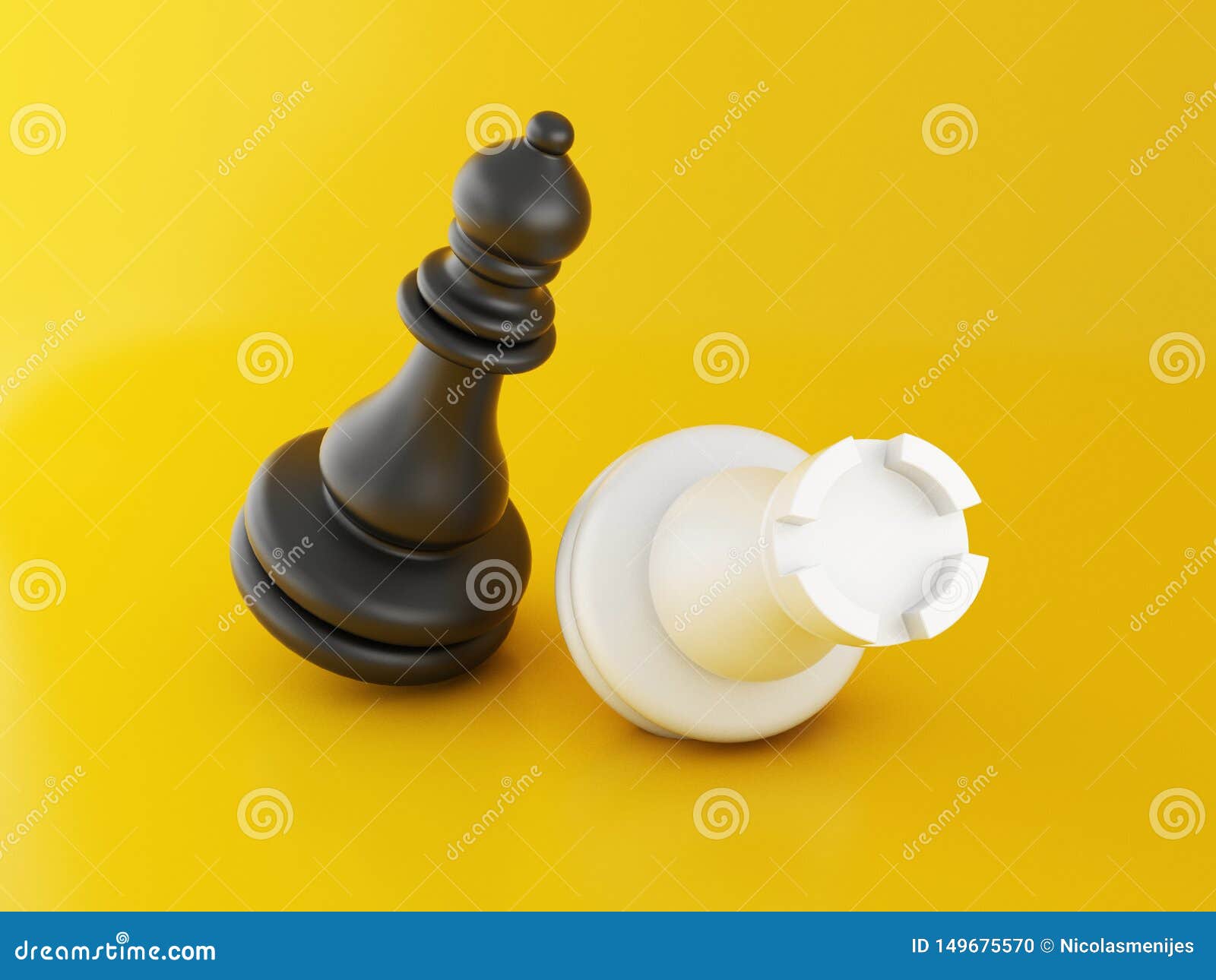 3d Lost Chess Piece. Strategy Concept Stock Illustration - Illustration ...