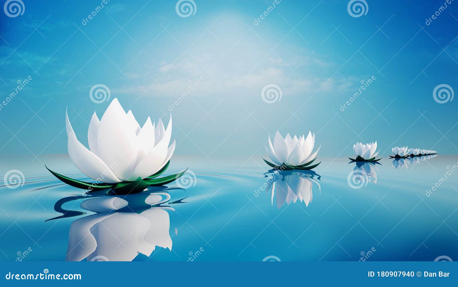 3d Lotus Flower on Calm Ripple Water Stock Illustration - Illustration ...