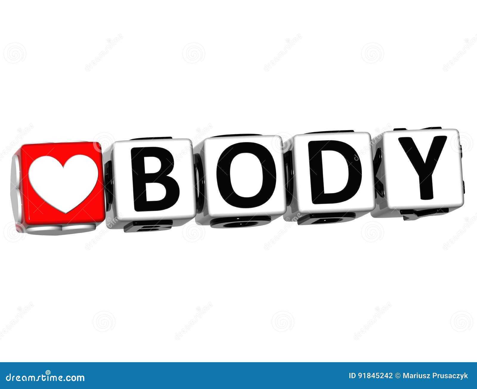 3D Love Body Button Click Here Block Text Stock Illustration ...