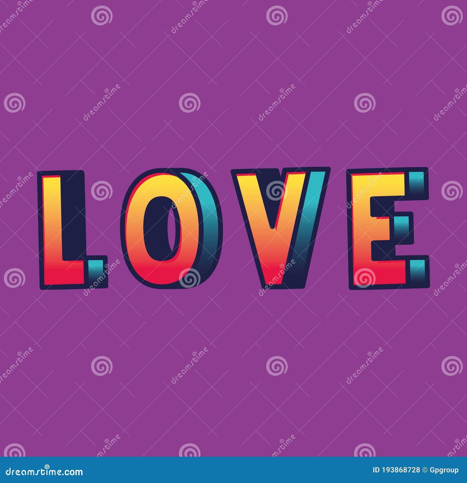 3d Love Lettering on Purple Background Vector Design Stock Vector ...