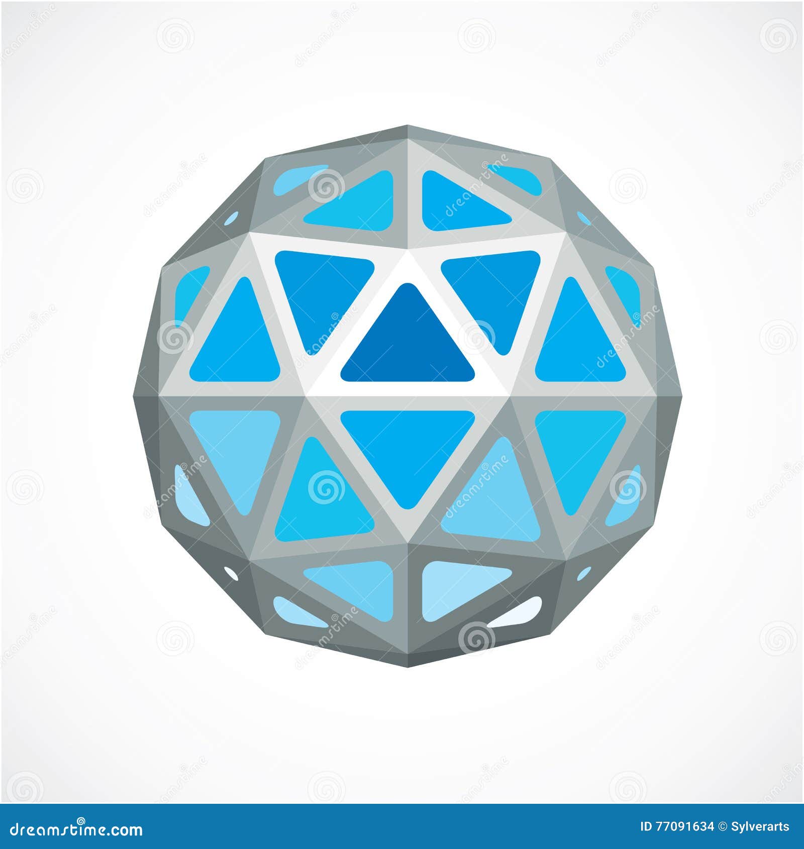 3d Low Poly Blue Spherical Object, Perspective Orb Create Stock ...