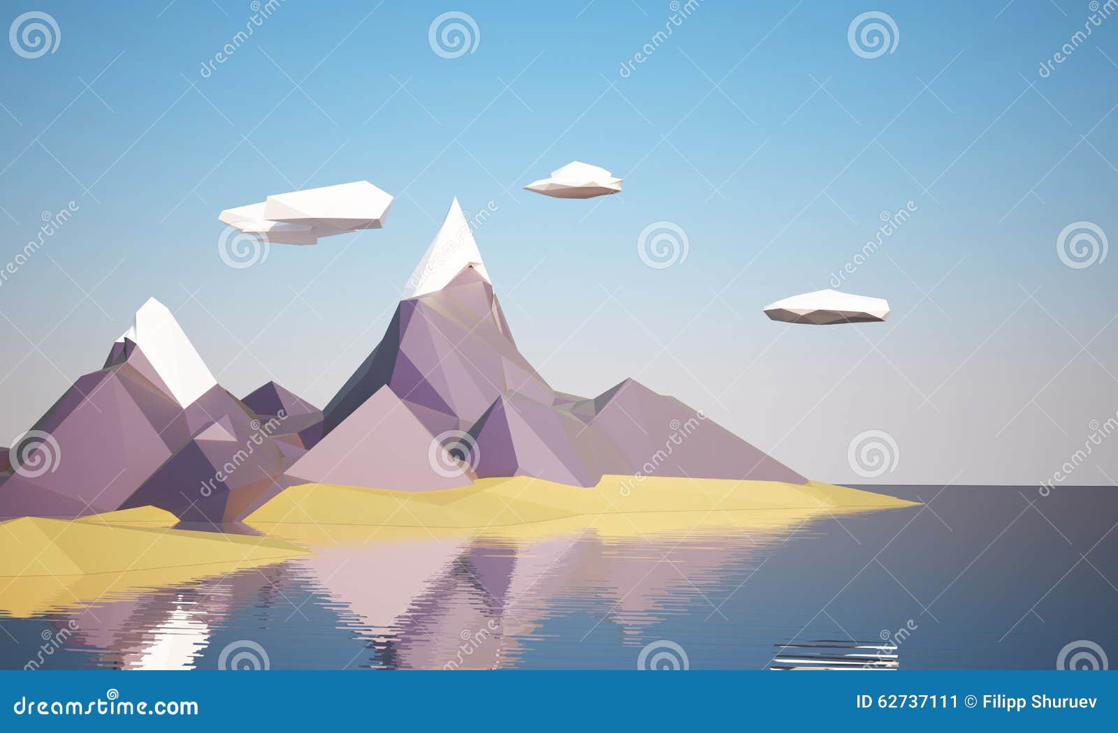 3d low poly Mountain stock illustration. Illustration of polygon - 62737111