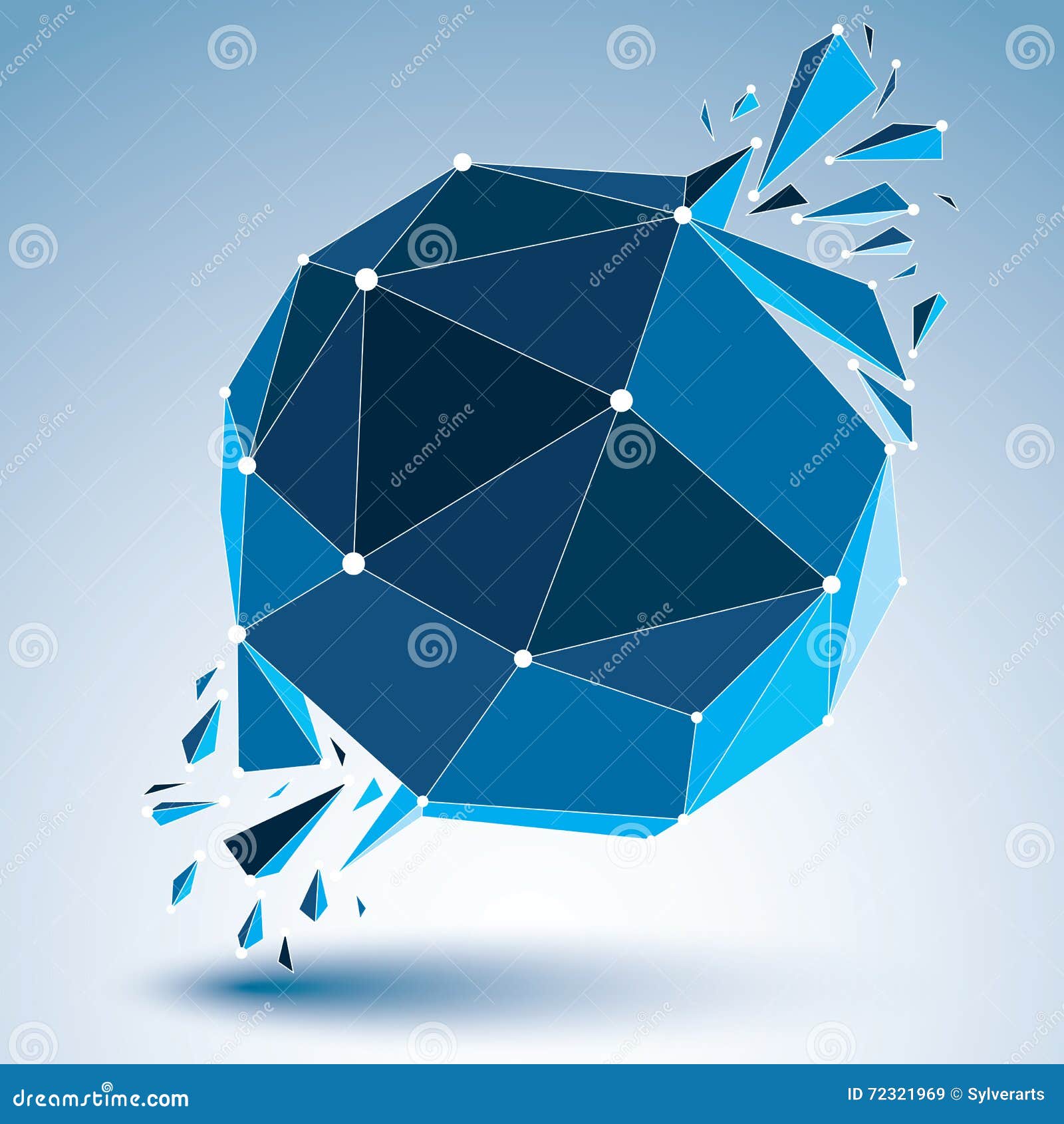 3d Low Poly Object with Blue Connected Lines and Dots, Ge Stock ...