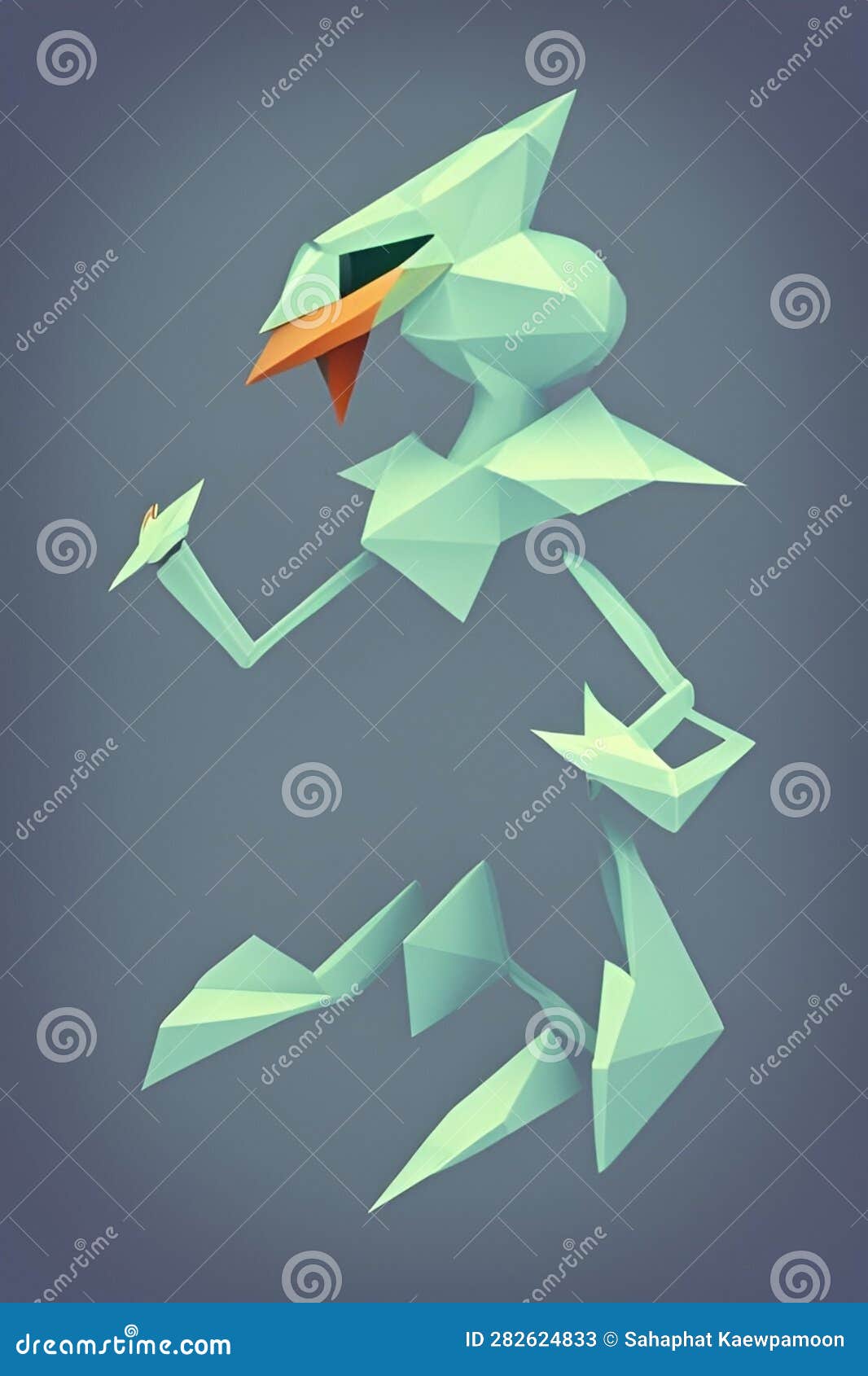3d Low Poly Origami Man Running on a Gray Background. Stock ...