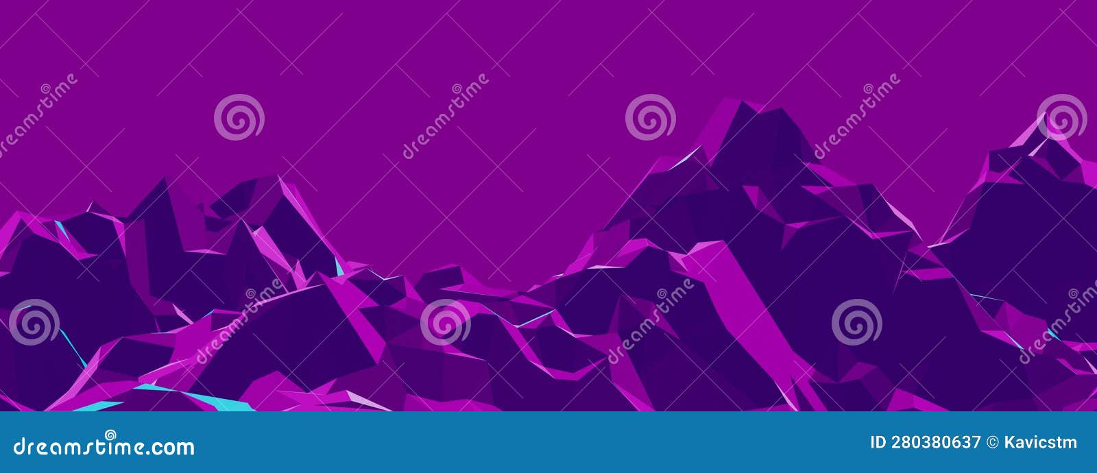 3D Low Poly Stone Mountain. Purple Rock Terrain Stock Illustration ...