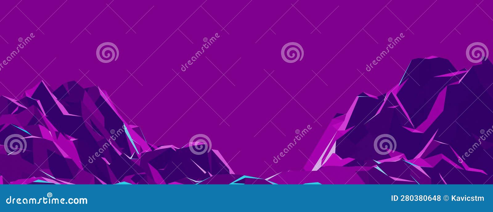 3D Low Poly Stone Mountain. Purple Rock Terrain Stock Illustration ...
