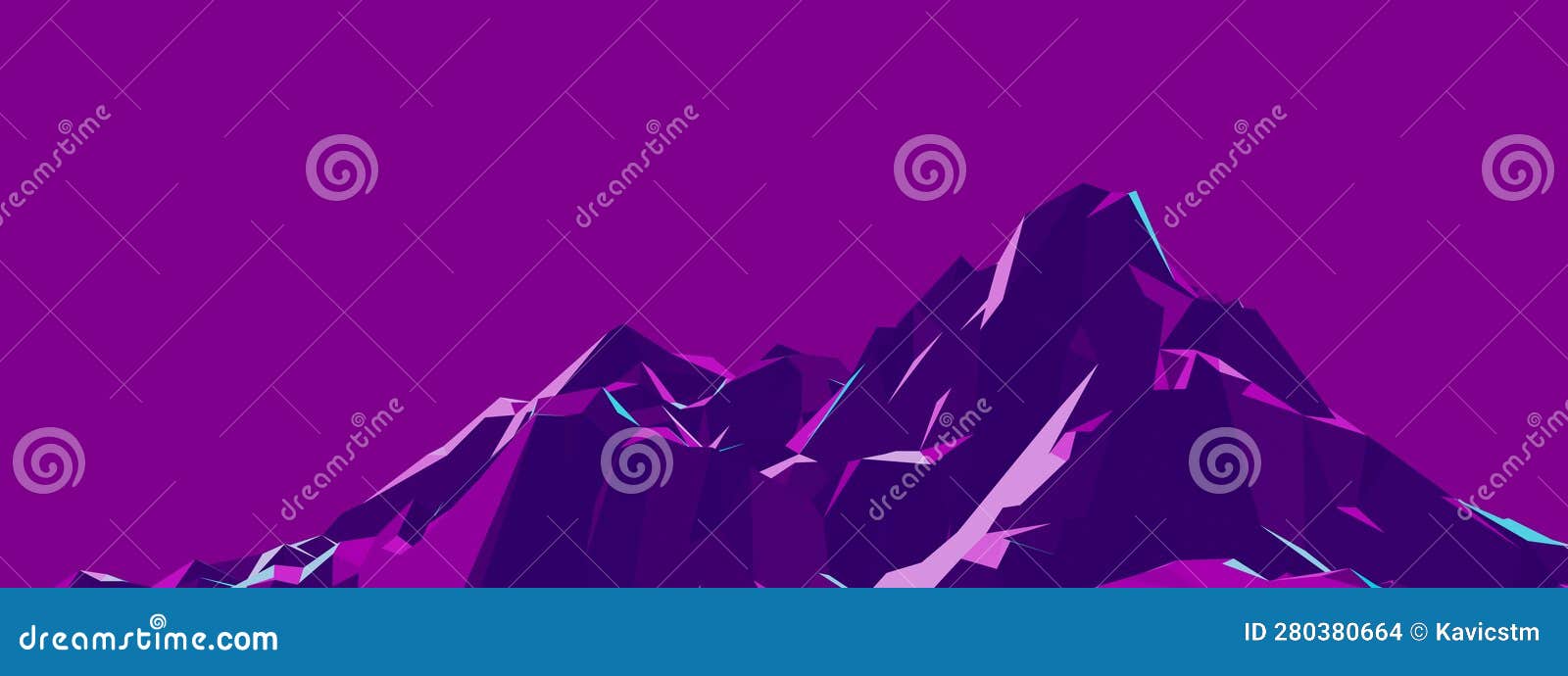 3D Low Poly Stone Mountain. Purple Rock Terrain Stock Illustration ...