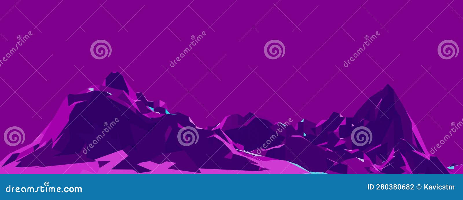 3D Low Poly Stone Mountain. Purple Rock Terrain Stock Illustration ...