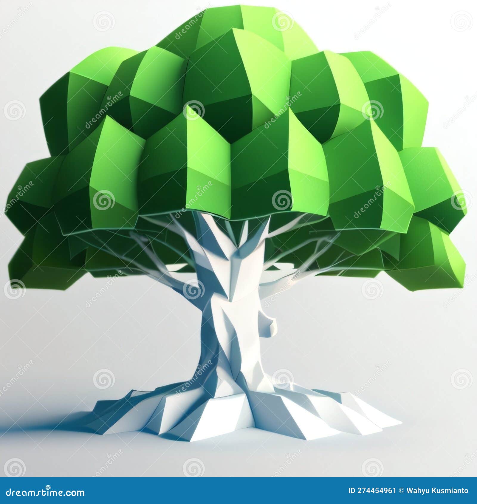 3D Low Poly Tree on a Plain Background Stock Illustration ...
