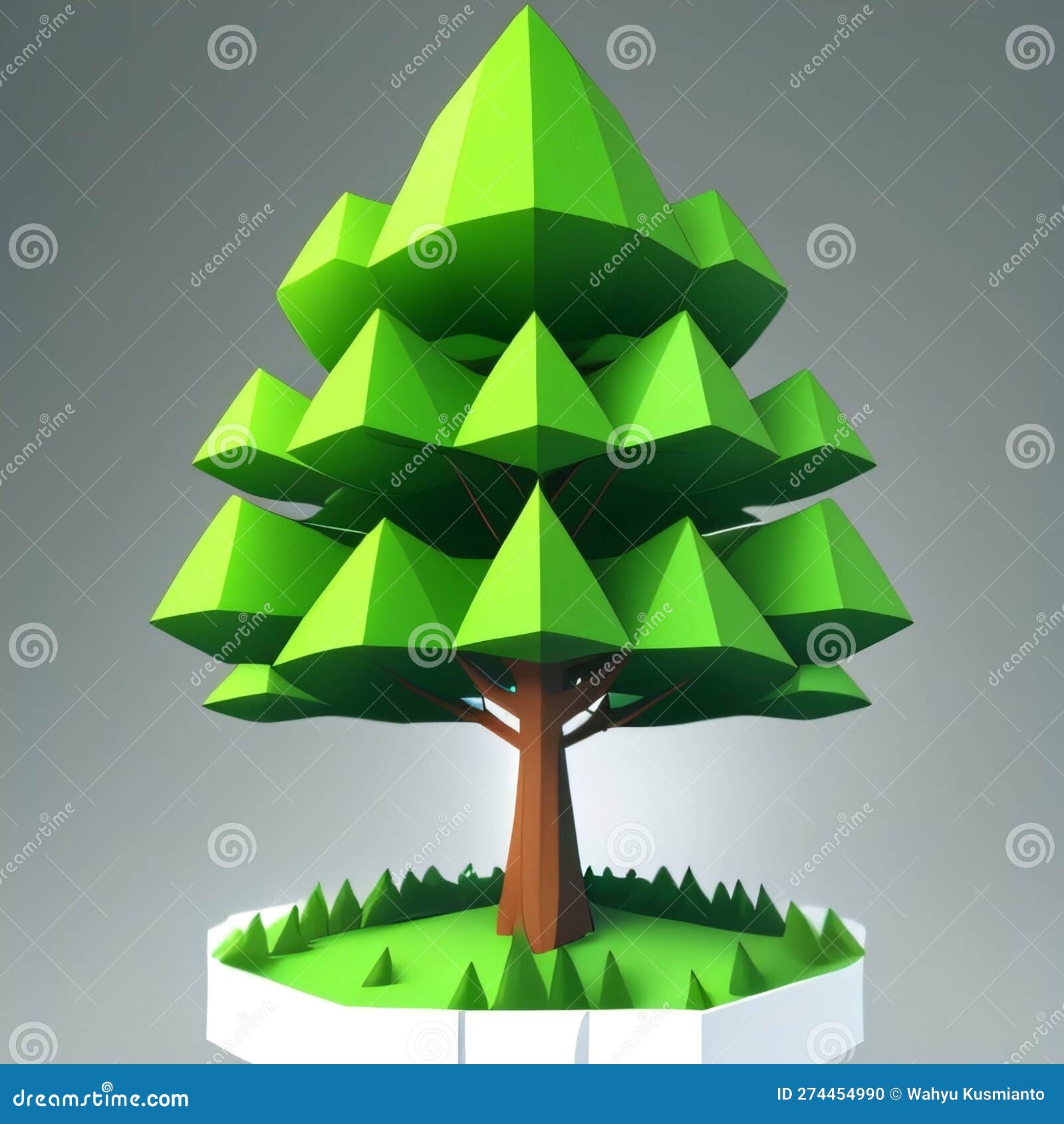 3D Low Poly Tree on a Plain Background Stock Illustration ...