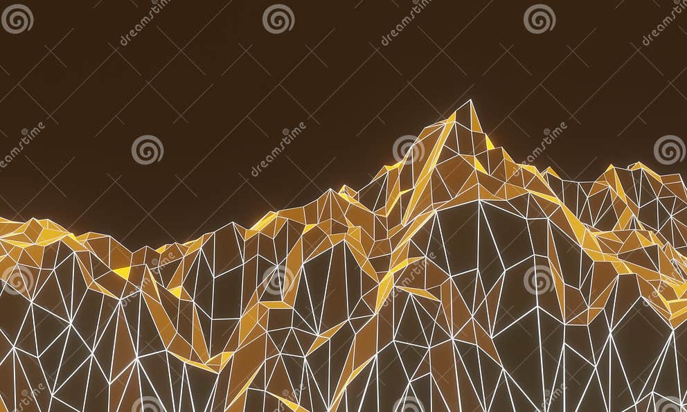 3D Low Polygon Grid Mountain Stock Illustration - Illustration of ...