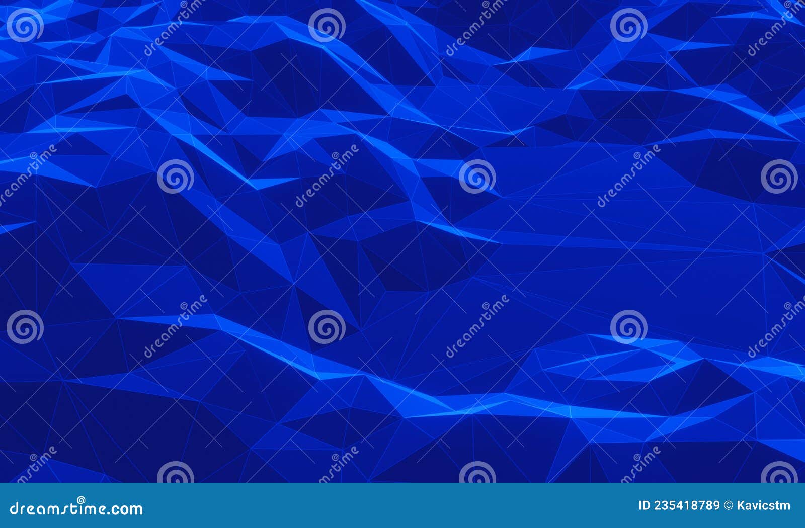 3D Low Polygon Topographic Mountain. Abstract Blue Terrain Stock ...
