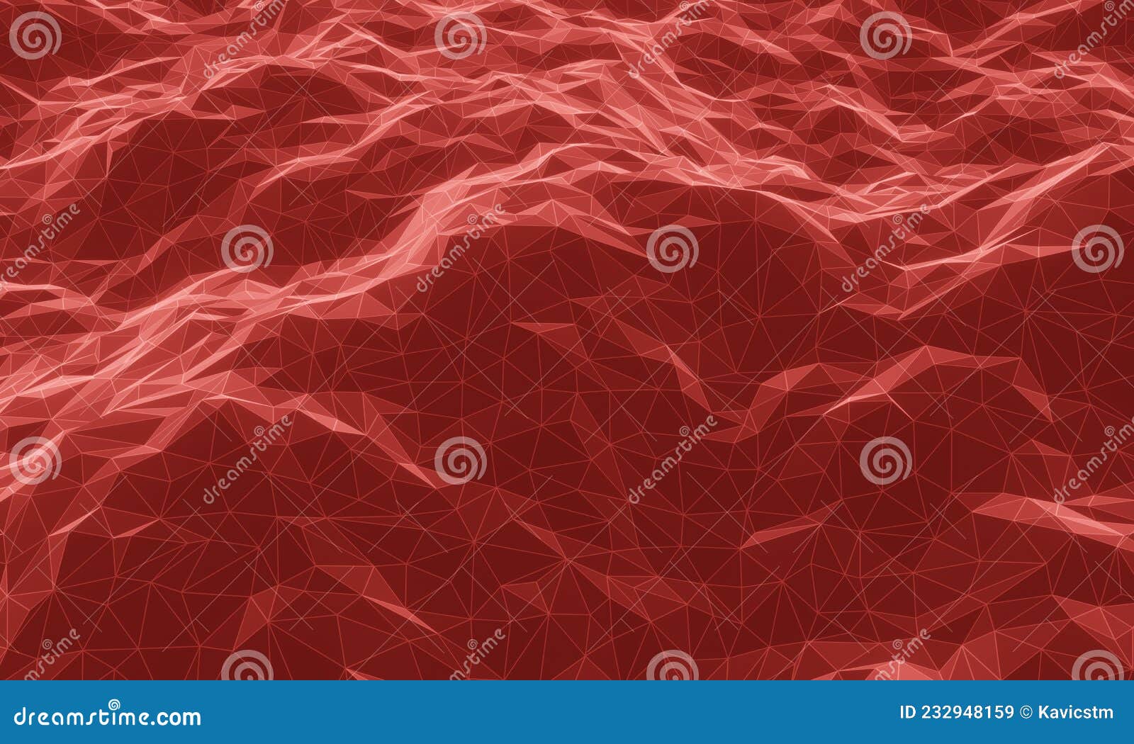 3D Low Polygon Topographic Mountain. Red Terrain Stock Illustration ...