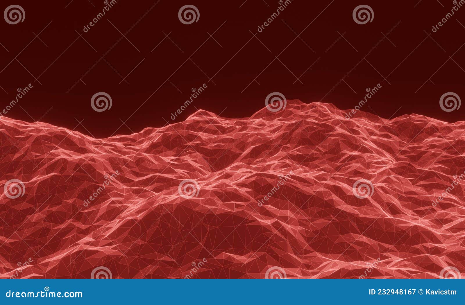 3D Low Polygon Topographic Mountain. Red Terrain Stock Illustration ...