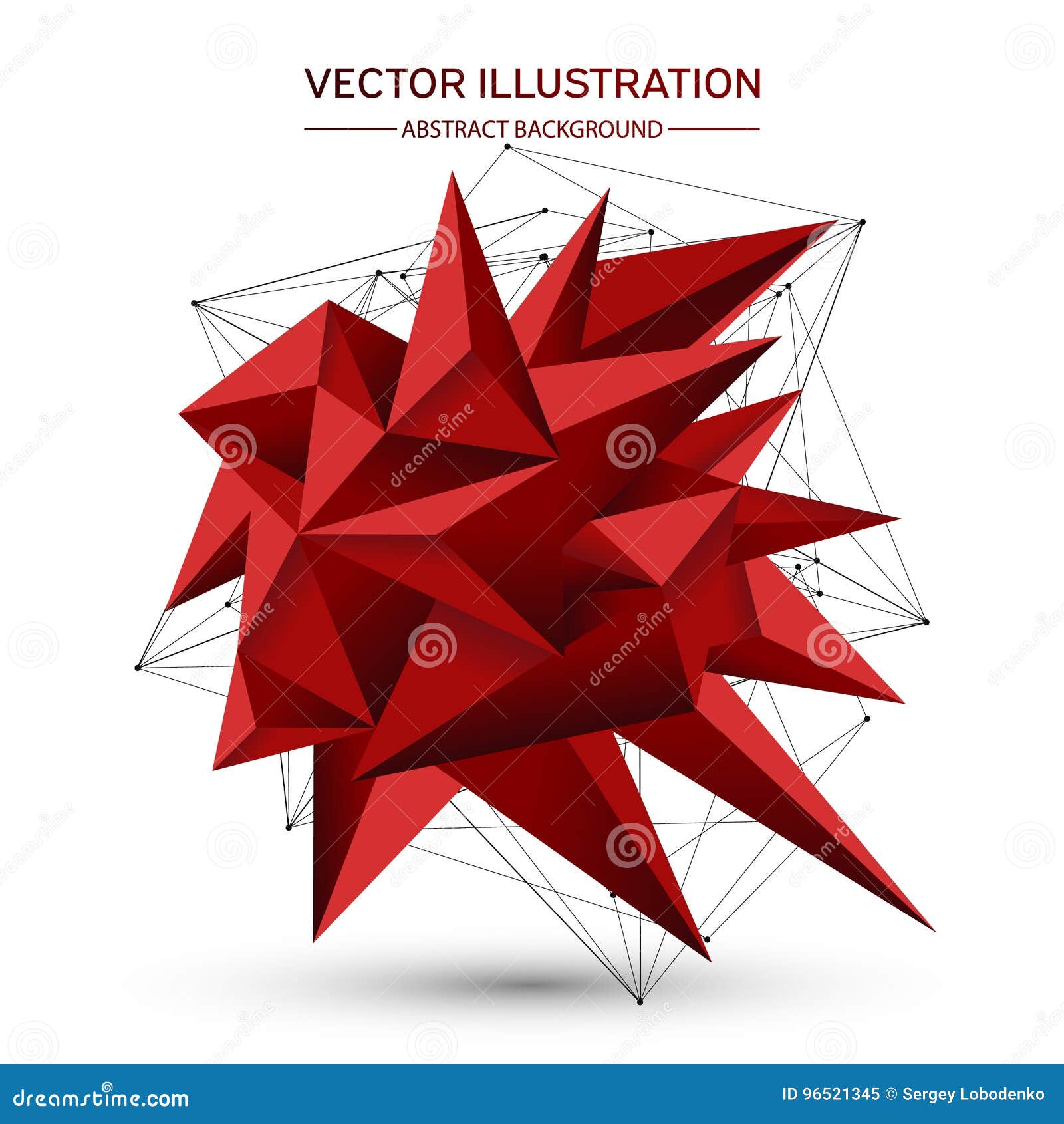 3D Low Polygonal Geometric Shape with Connecting Dots and Lines. Stock ...