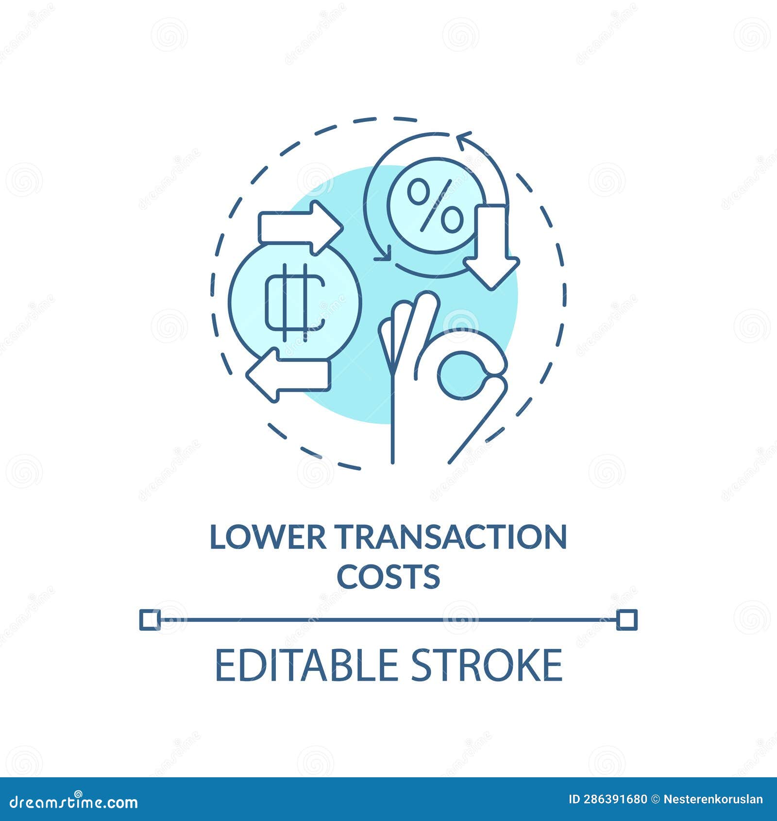 2D Lower Transaction Costs Blue Line Icon Concept Stock Illustration ...
