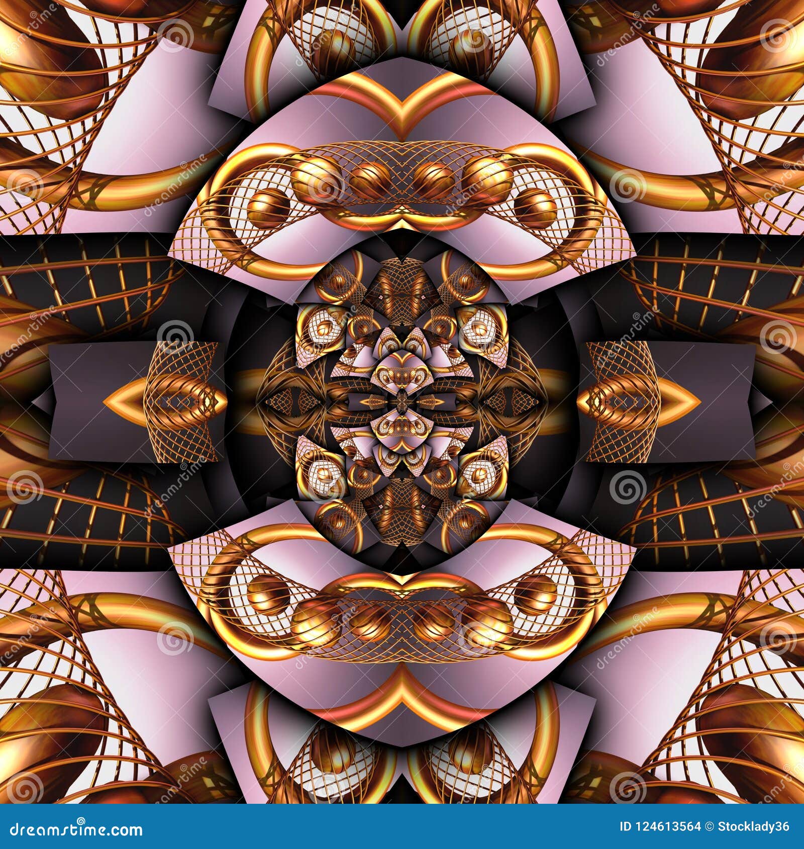 3D Luxury Gold Pattern Tile Stock Illustration - Illustration of floor ...