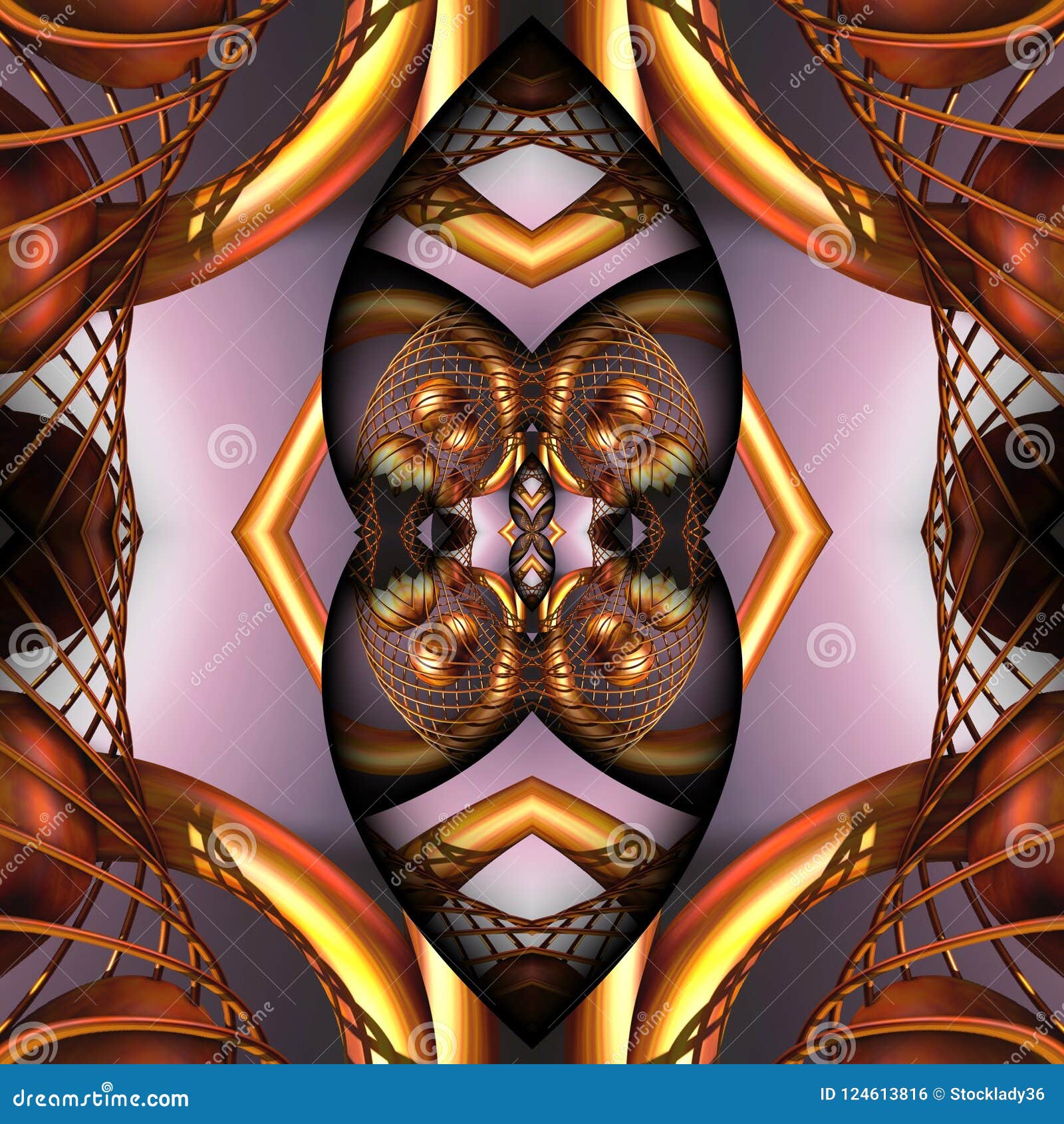 3D Luxury Gold Pattern Tile Stock Illustration - Illustration of floor ...