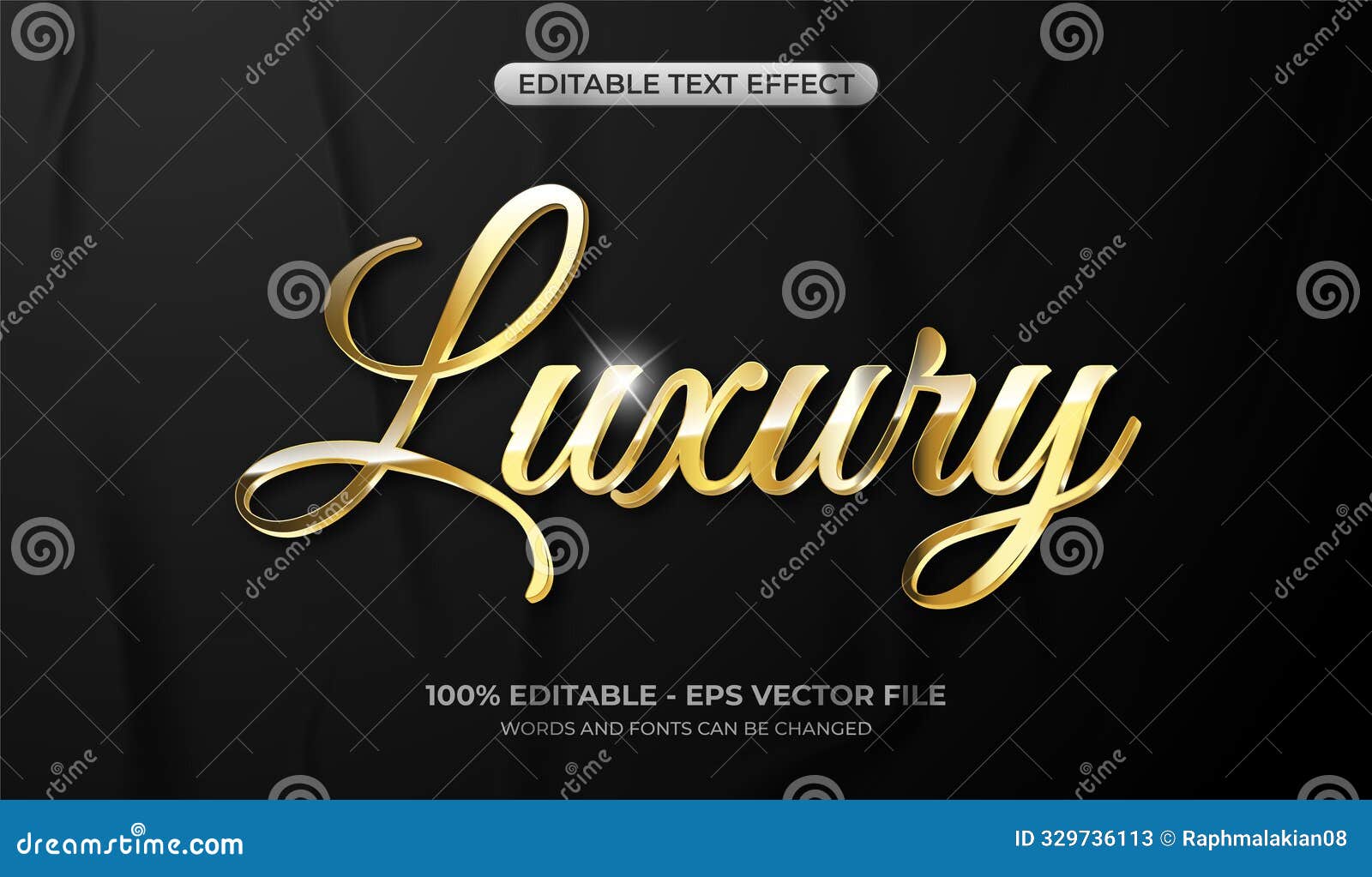 3D Luxury Gold Text Effect. Editable Glossy Golden Metallic Text Effect ...