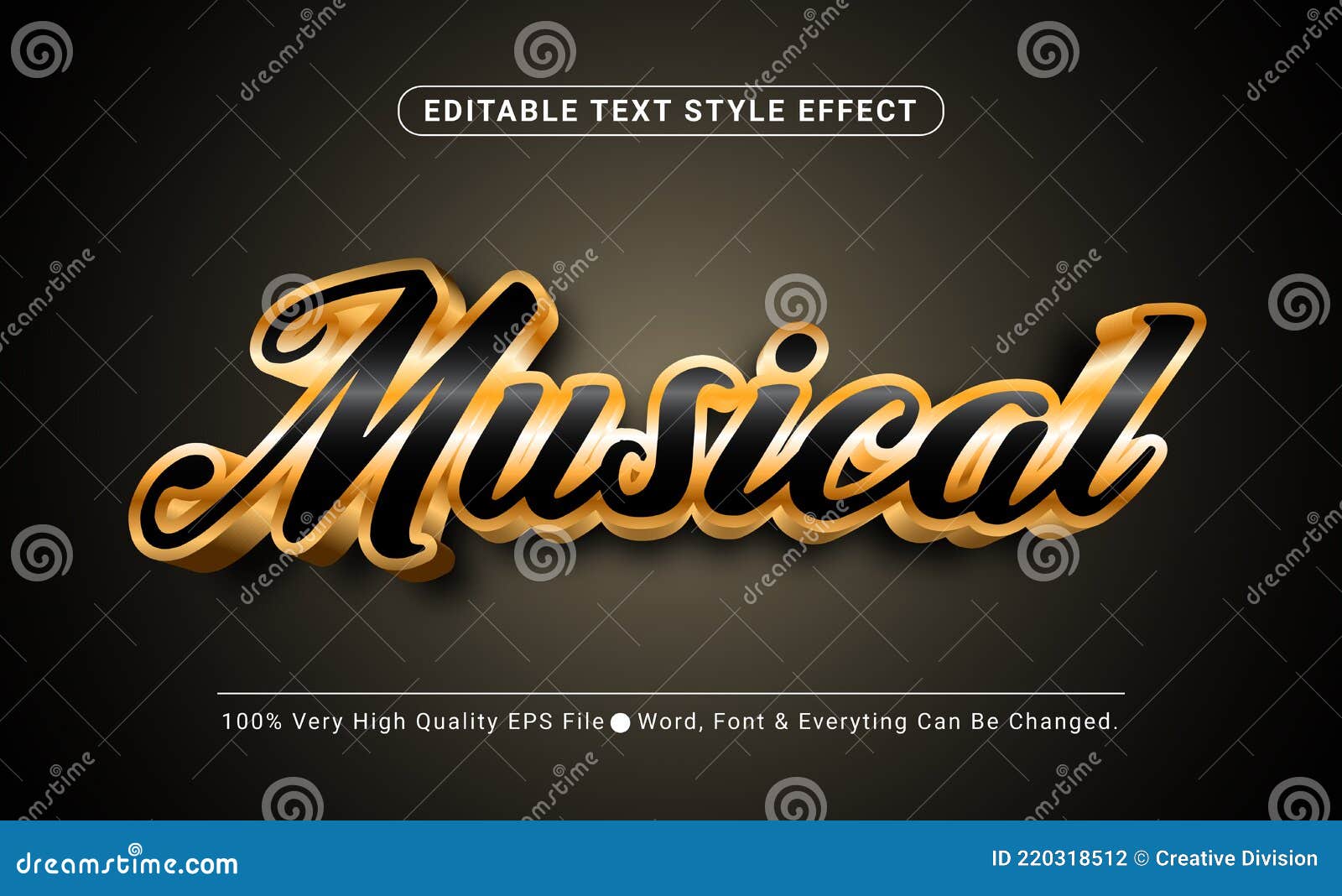 3d Luxury Musical Text Style Effect, Editable Text Effect Stock Vector ...
