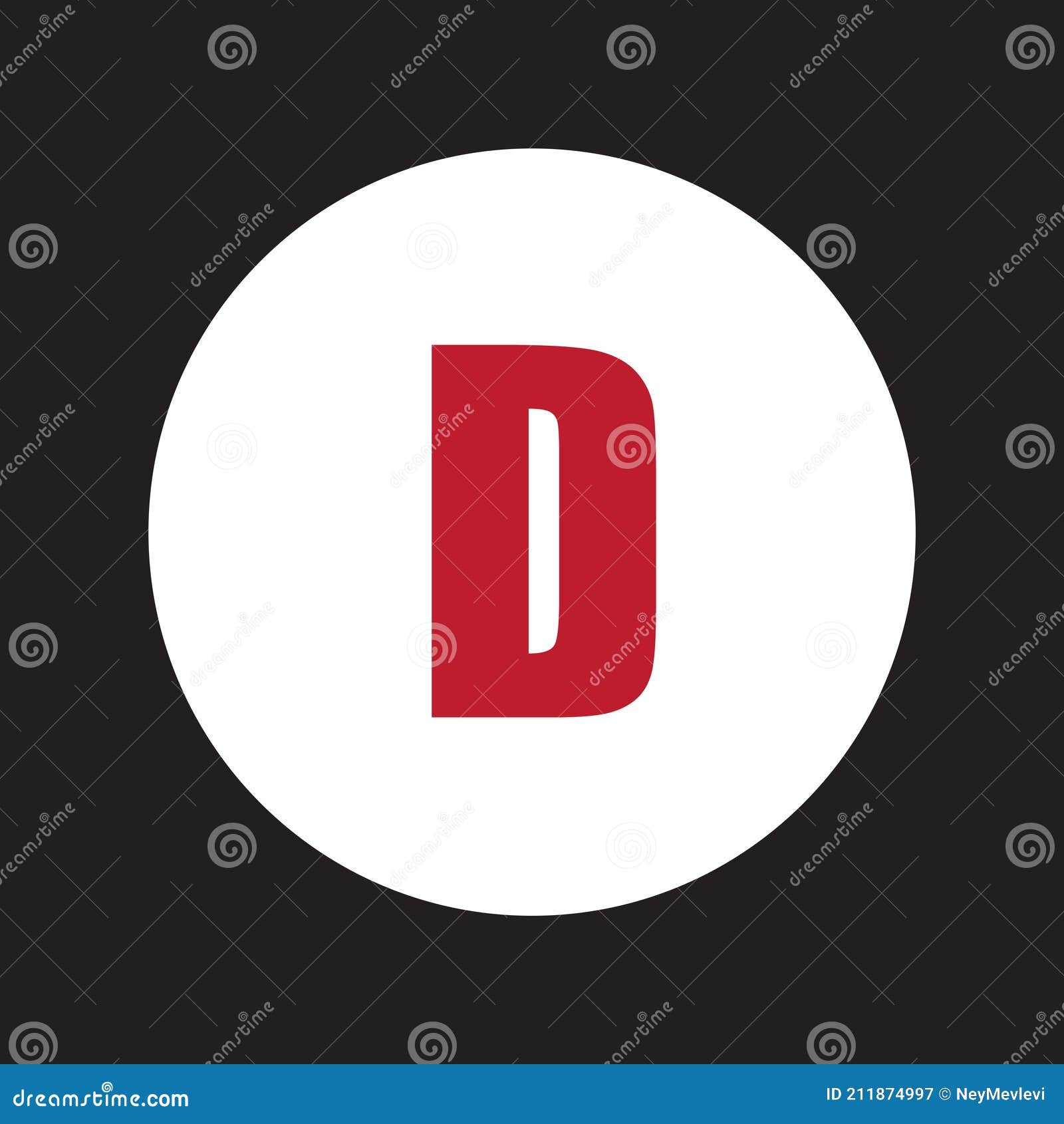 Letter D with Red Impact Font in White Circle Stock Vector ...