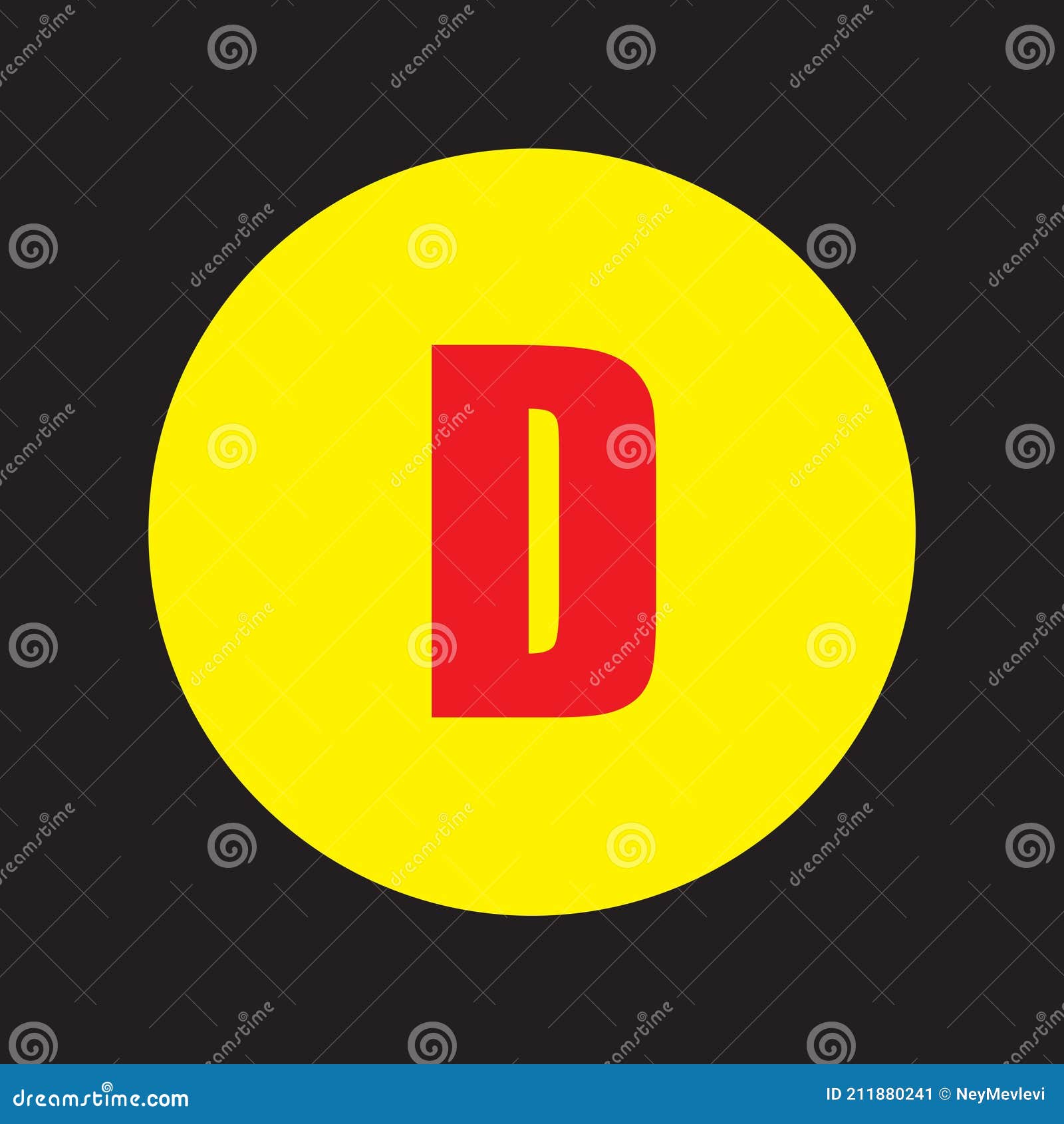 Letter D with Red Impact Font in Yellow Circle Stock Vector ...