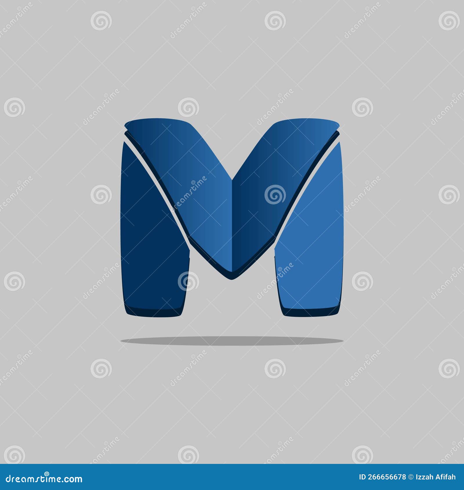 Blue M Logo with 3D Effect. Illustration Stock Vector - Illustration of ...