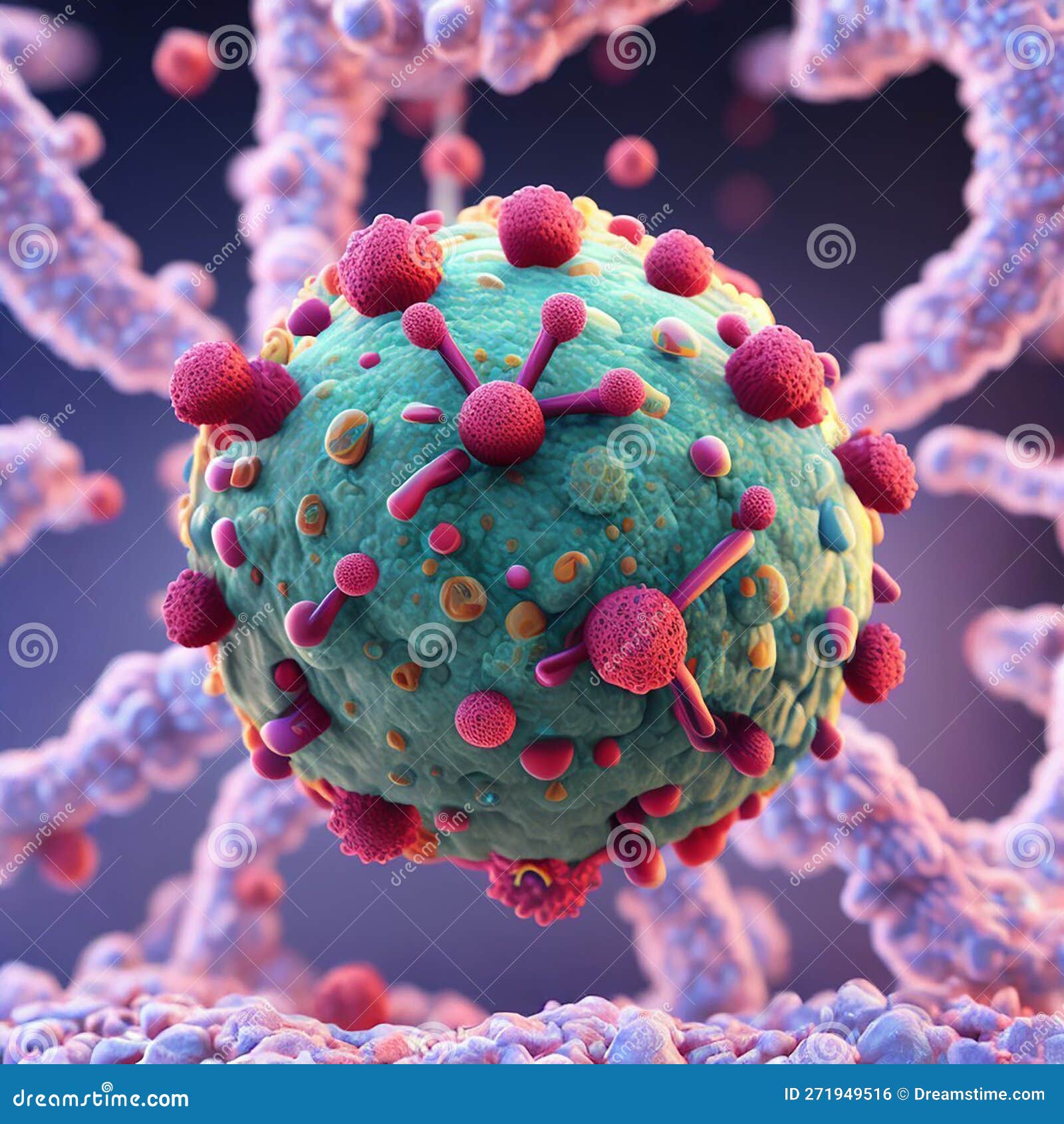 3d macro virus cell stock illustration. Illustration of membrane ...