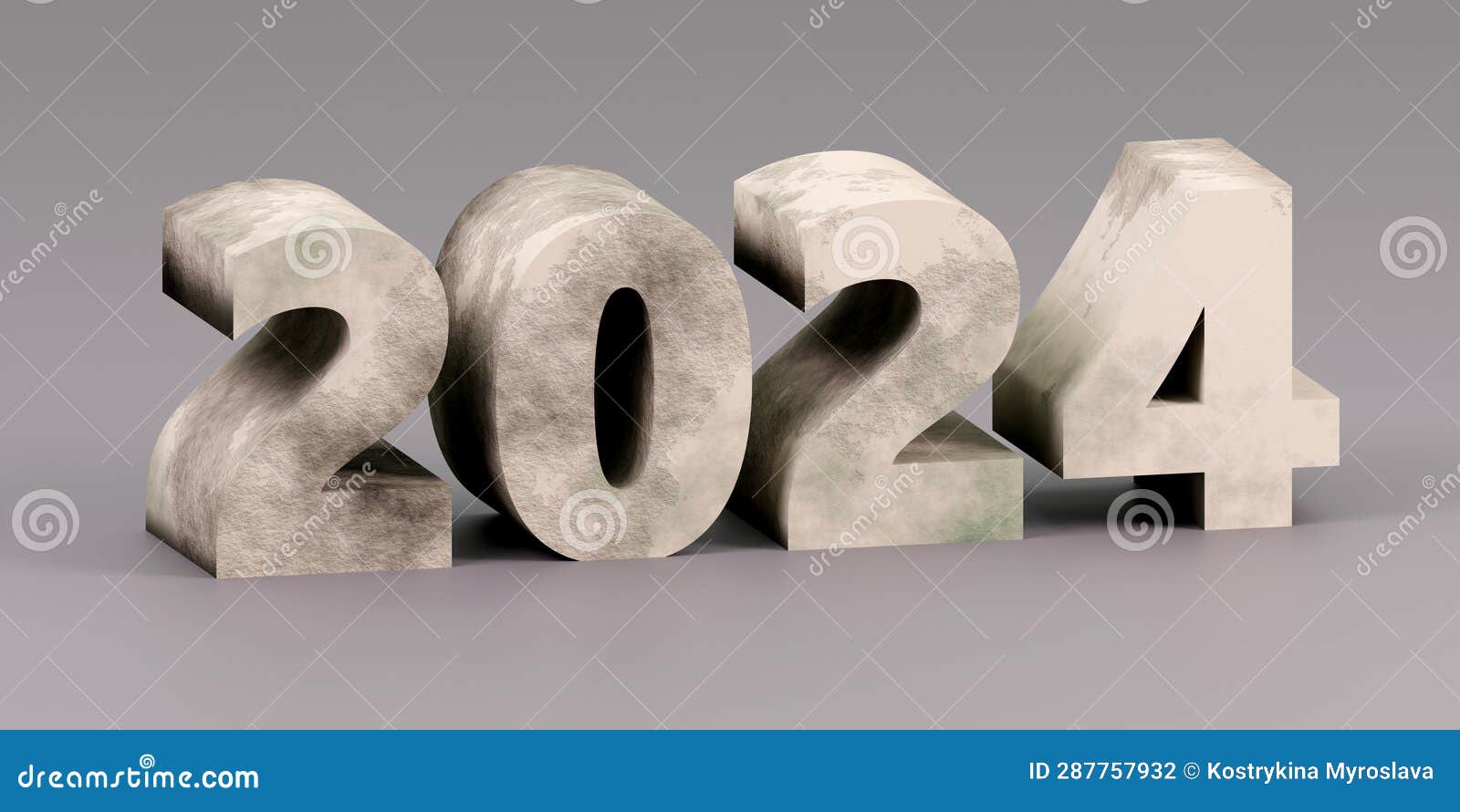 3d 2024 Made of Concrete on Grey Background, 3d Render, Sign Stock ...