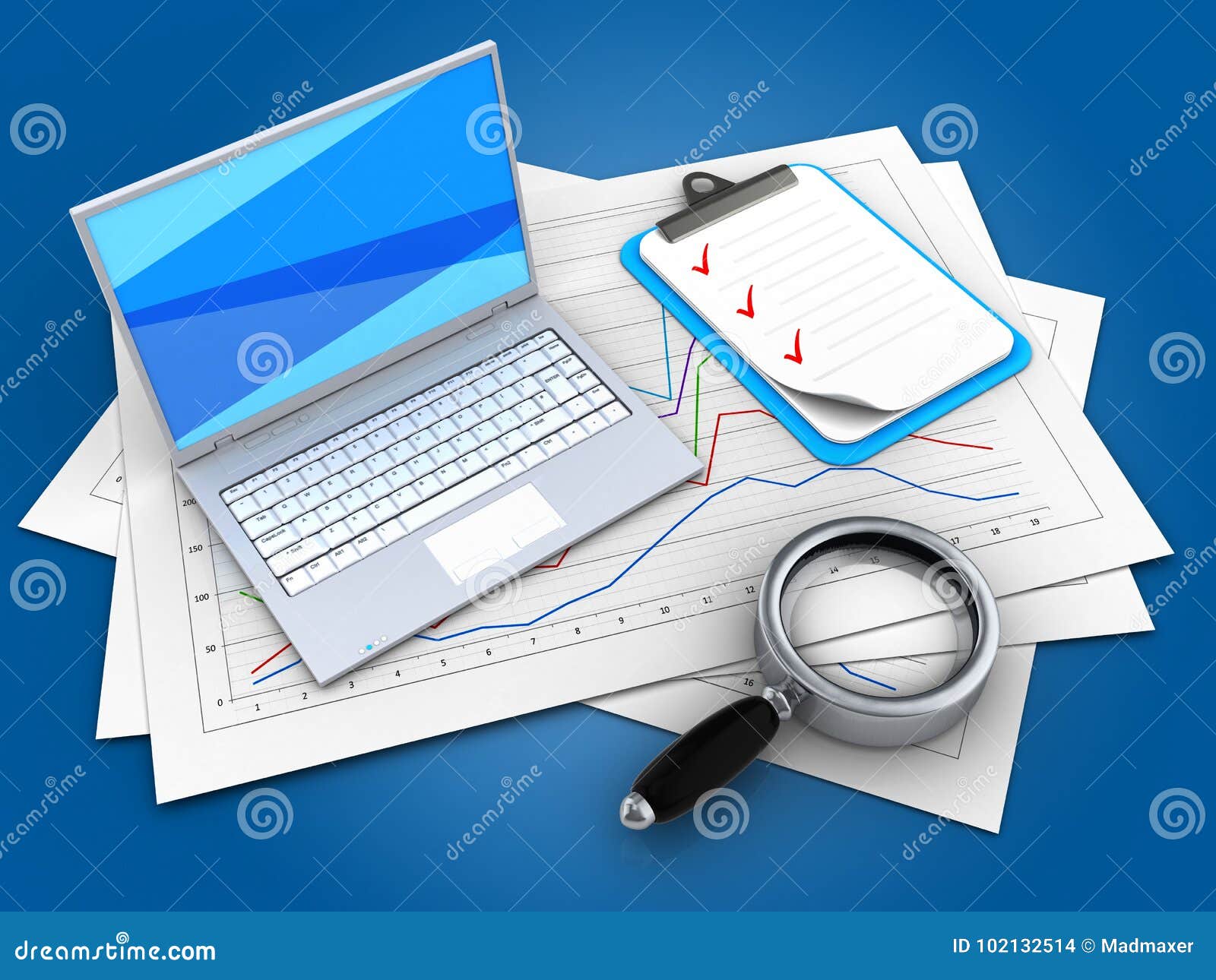 3d magnifican el vidrio stock de ilustración. Ilustración de datos ...