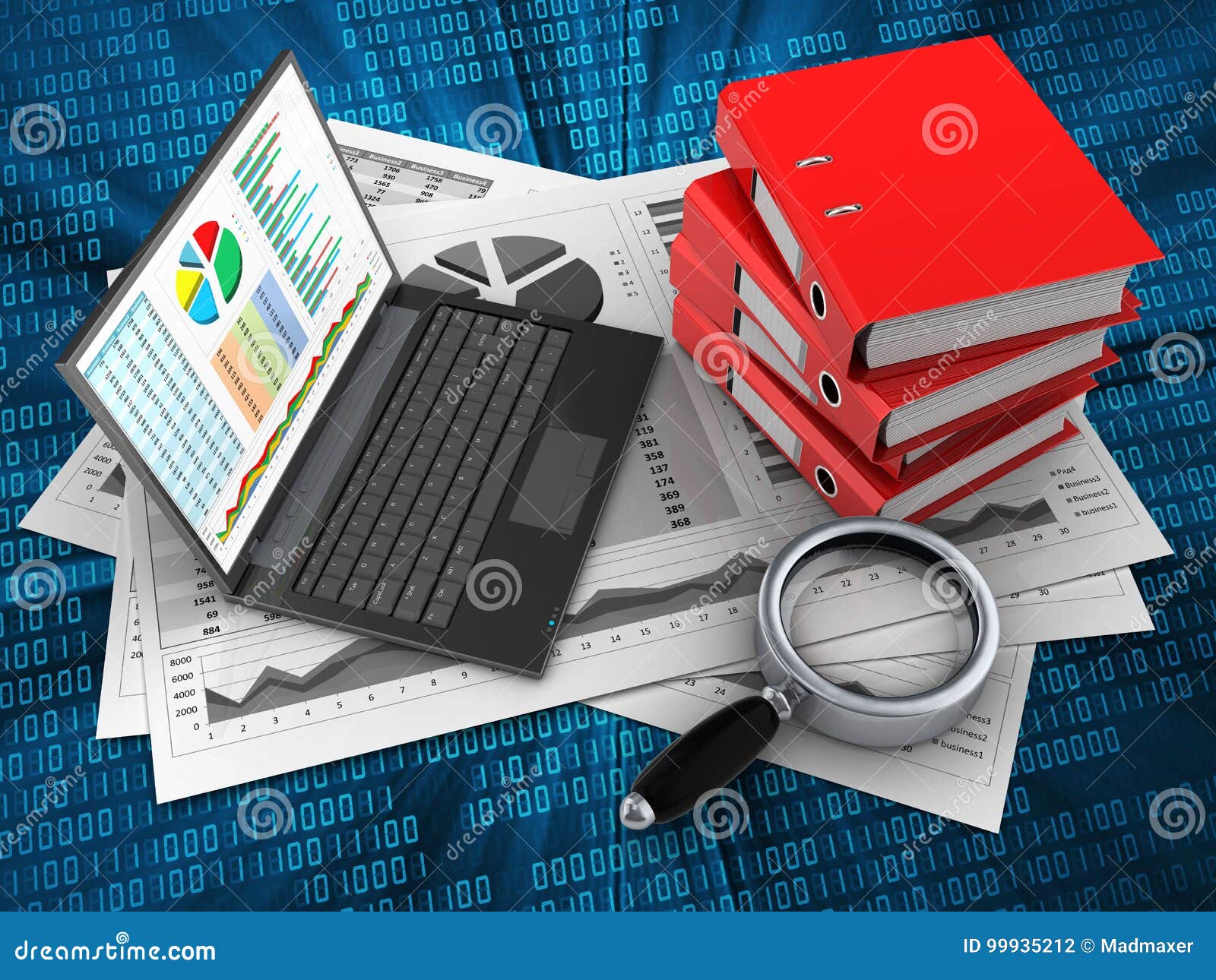 3d magnifican el vidrio stock de ilustración. Ilustración de binario ...