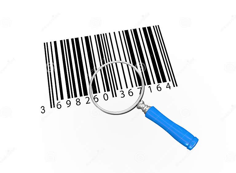 3d magnifier over barcodes stock illustration. Illustration of buyer ...