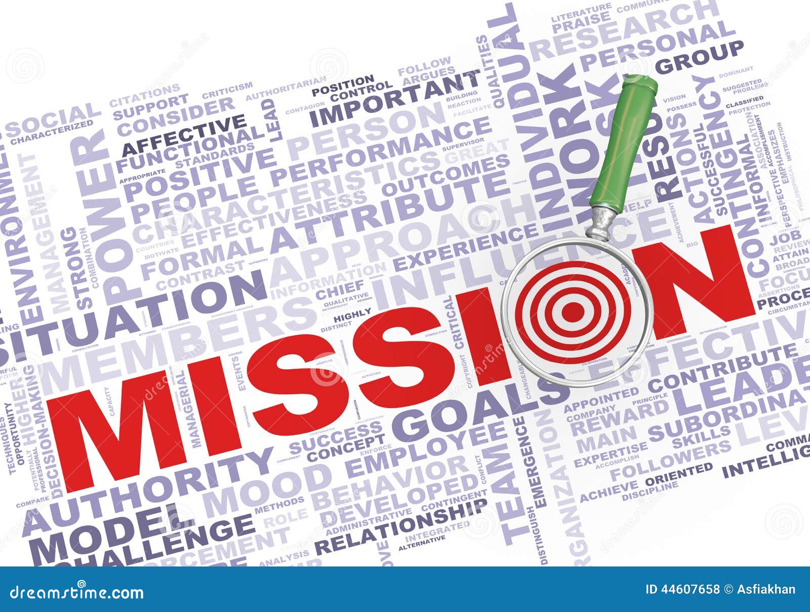 3d Magnifier Over Mission Wordcloud Stock Illustration - Illustration ...